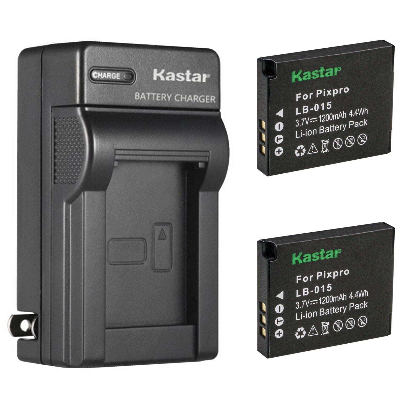 Kastar LB015 Battery, AC Wall Charger, Fits Kokad PIXPRO WPZ2 Camera, Lithium-Ion, 1200mAh ...