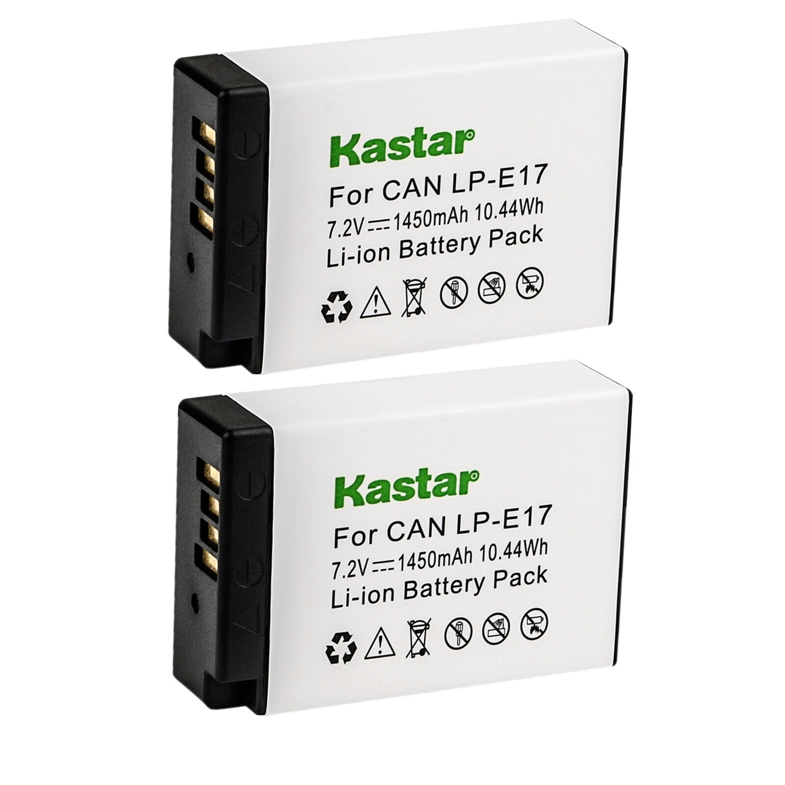 Kastar 2-Pack LP-E17 Battery 7.2V 1450mAh Replacement for Canon LP-E17 LP-E17H, 9967B02 Battery ...