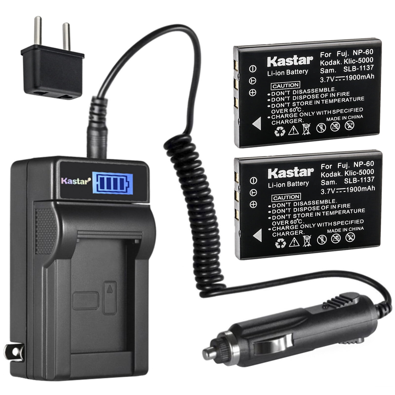 Kastar 2-Pack NP-60 NP60 Battery and LCD AC Charger Compatible with ...
