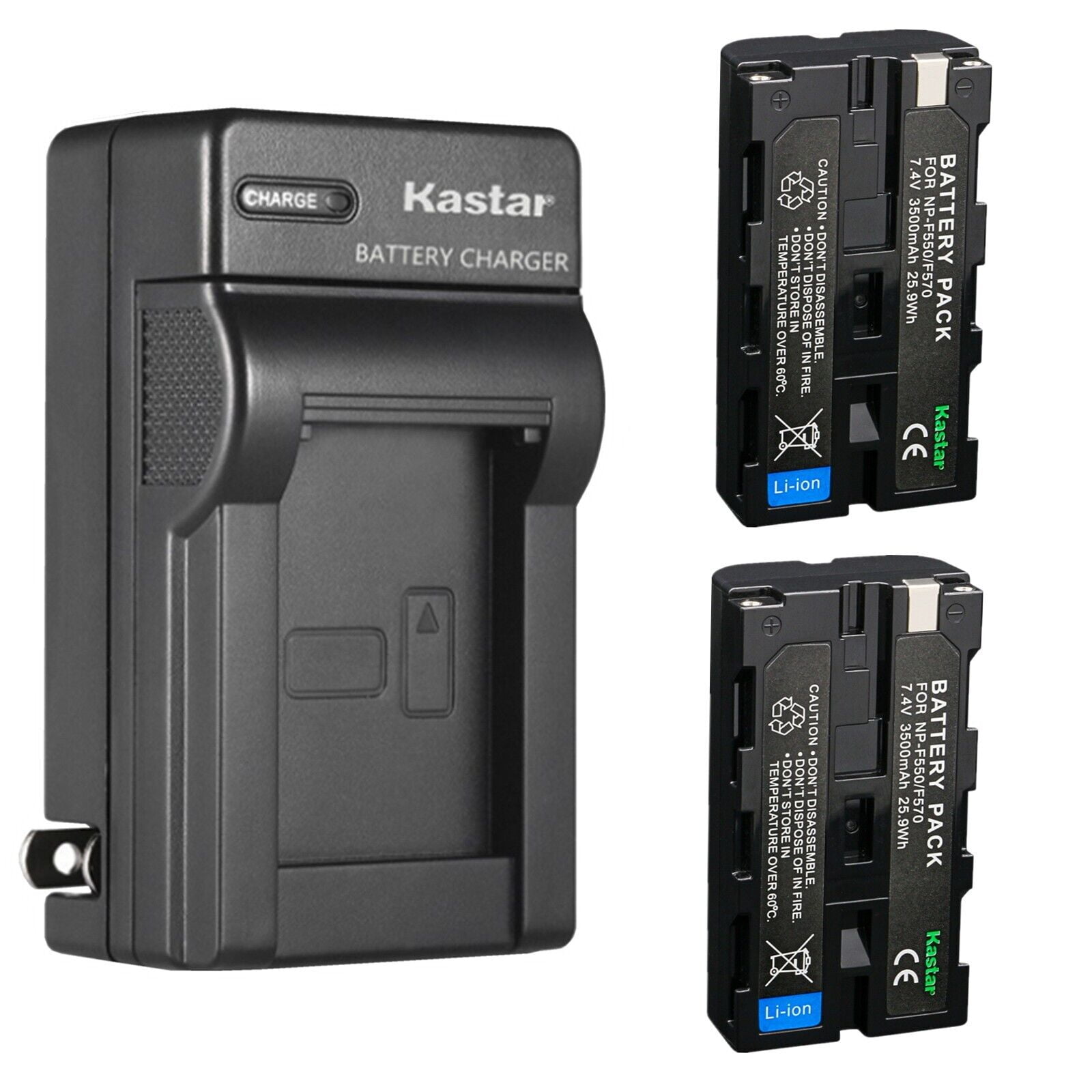 Kastar 2-Pack NP-F580 Battery 7.4V 3500mAh and AC Wall Charger Replacement for Sony L Series NP ...