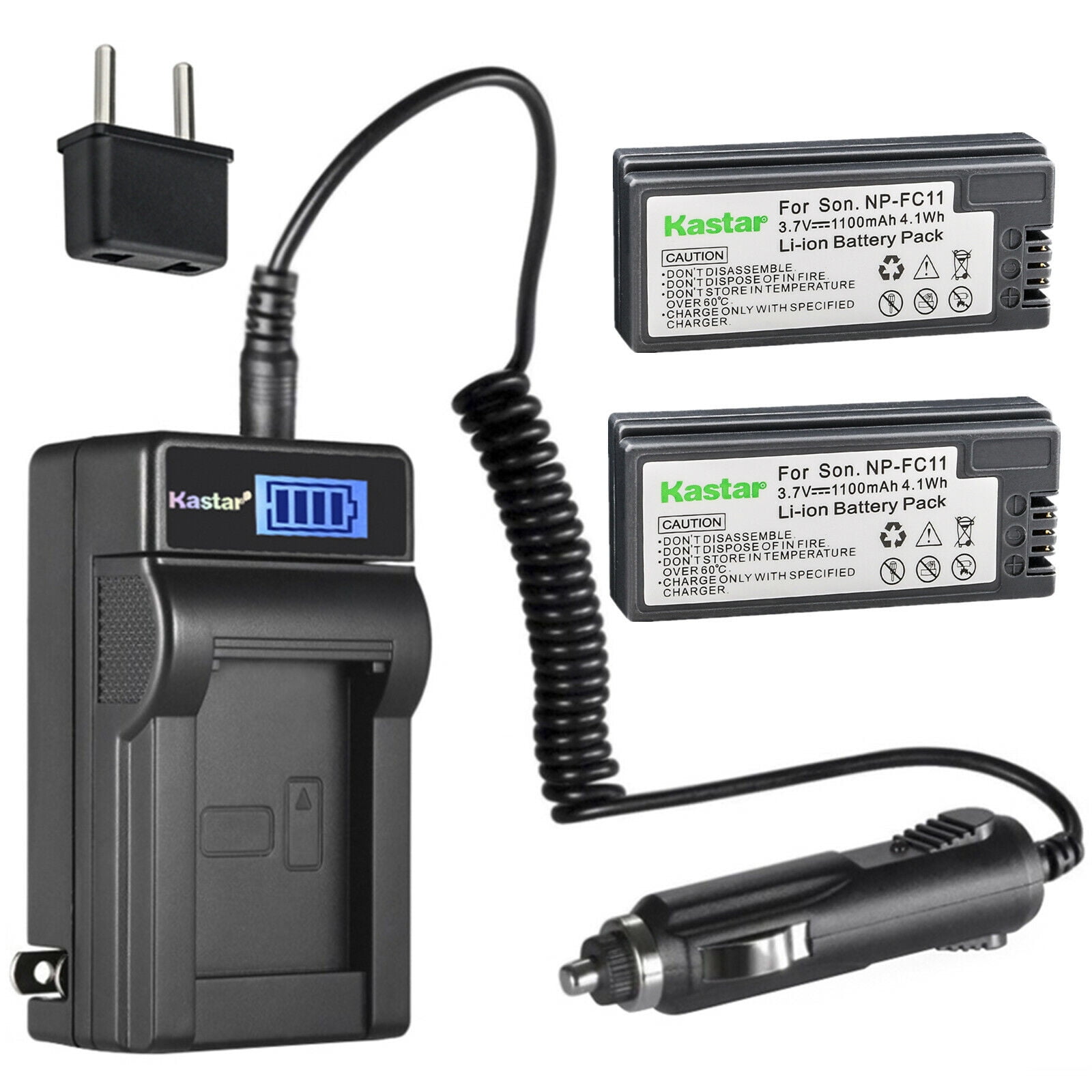 Kastar 2-Pack NP-FC11 Battery and LCD AC Charger Compatible with Sony ...