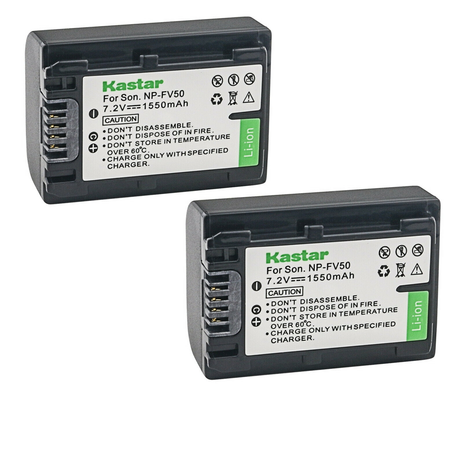 Kastar 2-Pack NP-FV50 Battery Replacement for Sony NEX-VG900, HXR-MC50, HXR-MC88, HXR-NX30, HXR ...