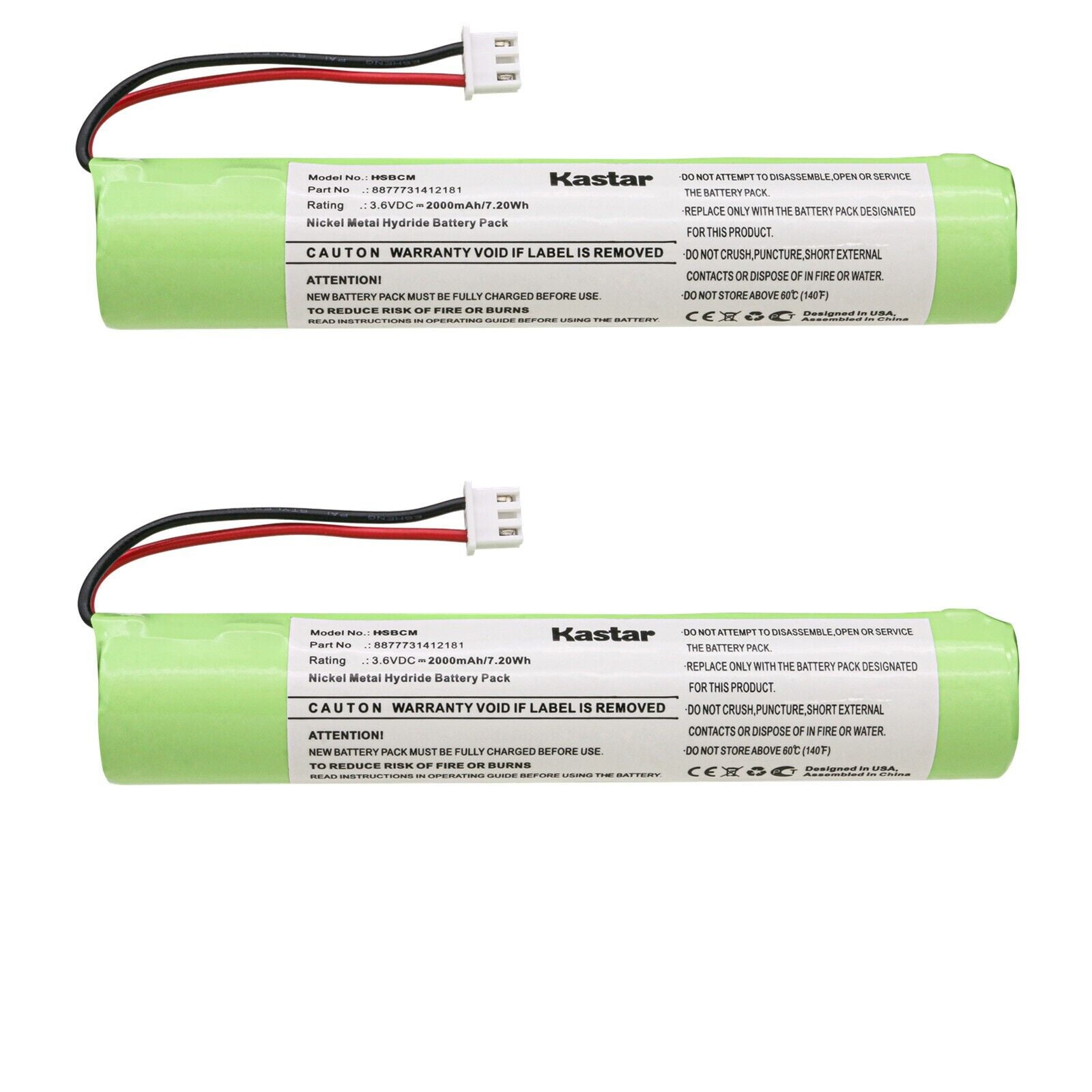 Kastar 2-Pack Ni-MH Battery 3.6VDC 2000mAh 7.20Wh Replacement for ...