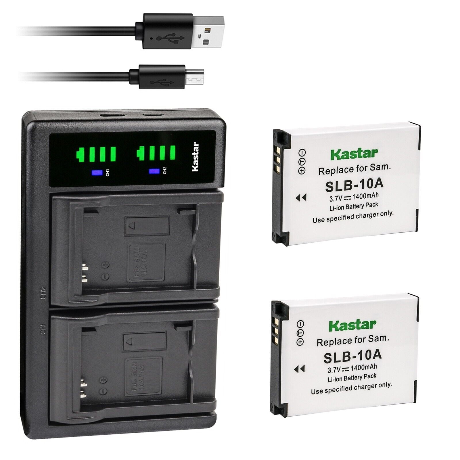 Kastar 2-Pack SLB-10A Battery and LTD2 USB Charger Replacement for ...