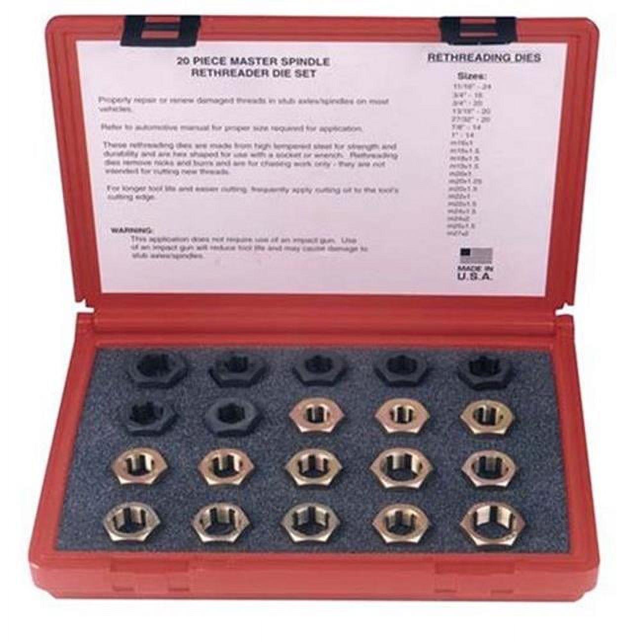 Kastar 2599 Thread Restorer Kit, 20 Piece Master Spindle Rethreading ...