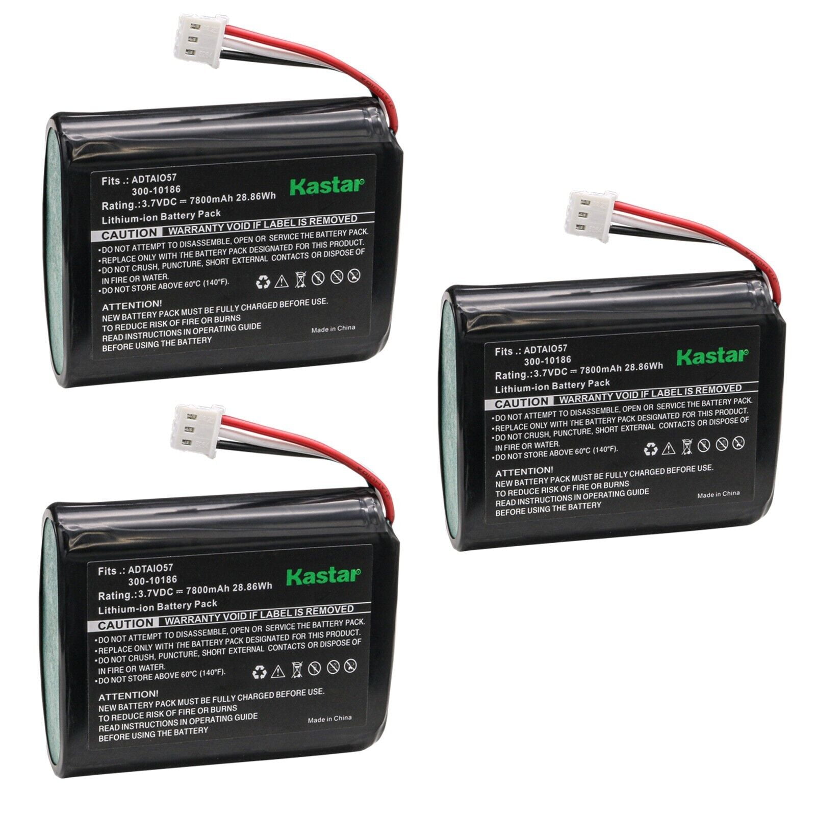 Kastar 3-Pack 300-10186 Battery Replacement for Honeywell ADT 2X16 AIO ...