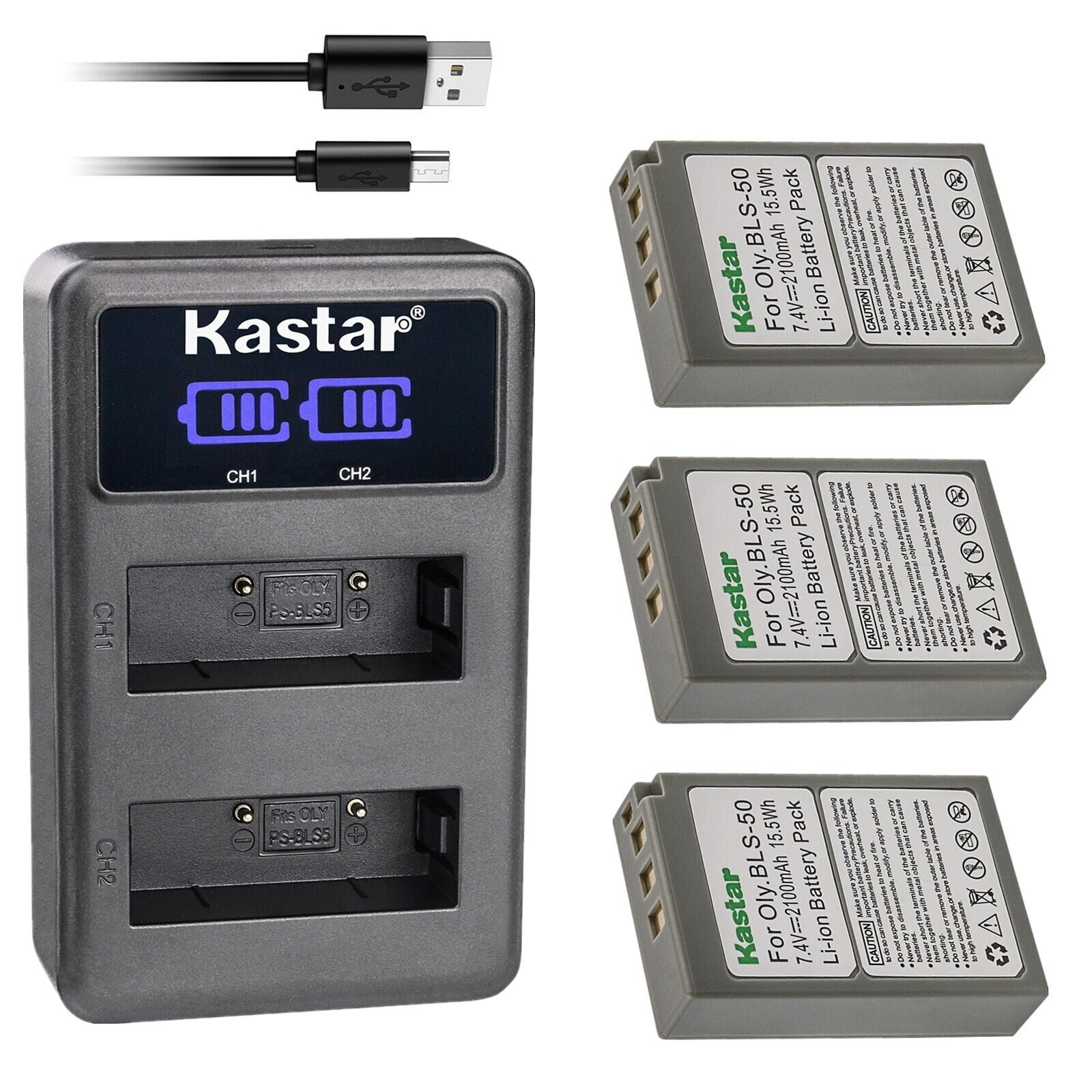 Kastar 3-Pack BLS-50 Battery and LED2 USB Charger Compatible with ...
