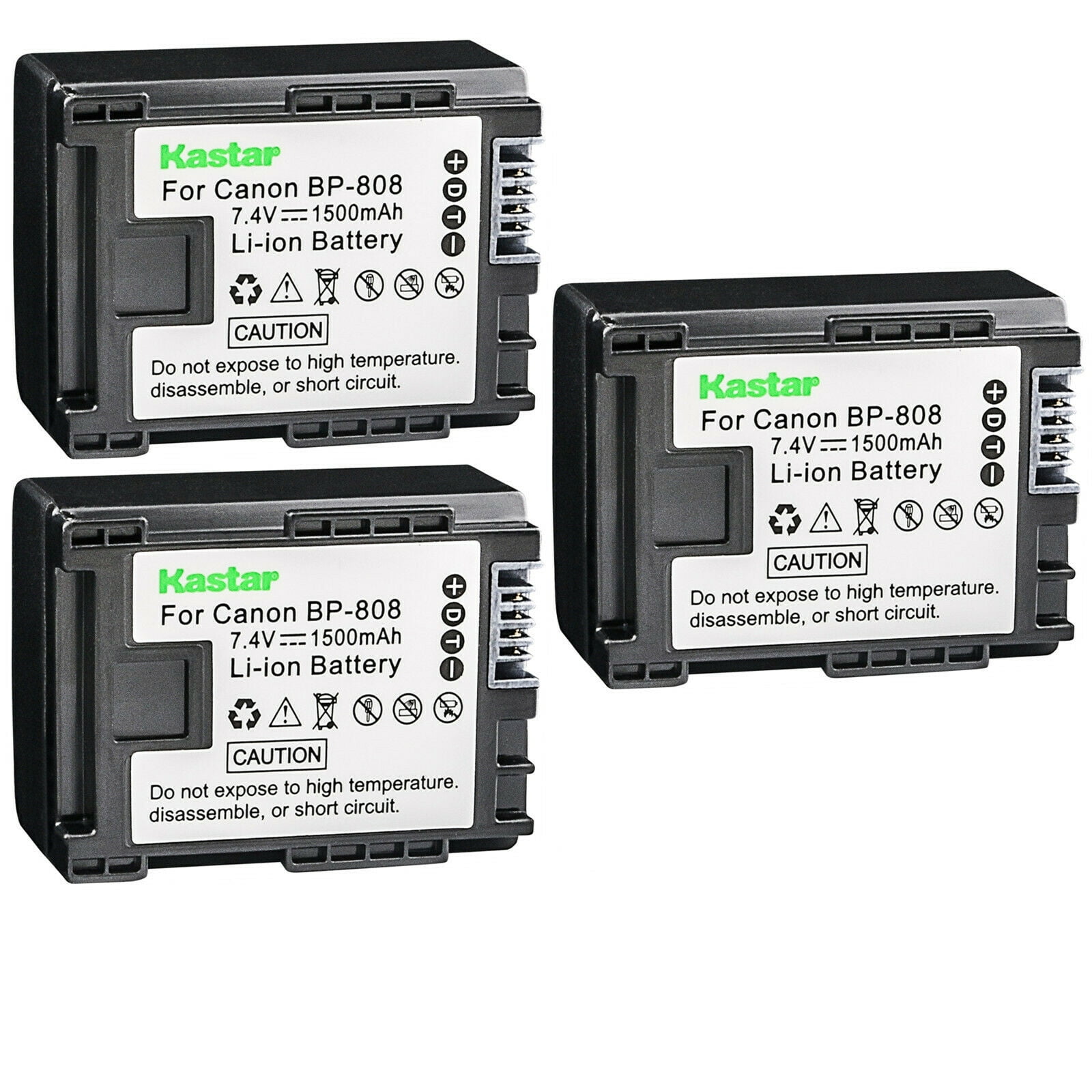 Kastar 3-Pack BP-808 Battery 7.4V 1500mAh Replacement for Canon BP-808 ...