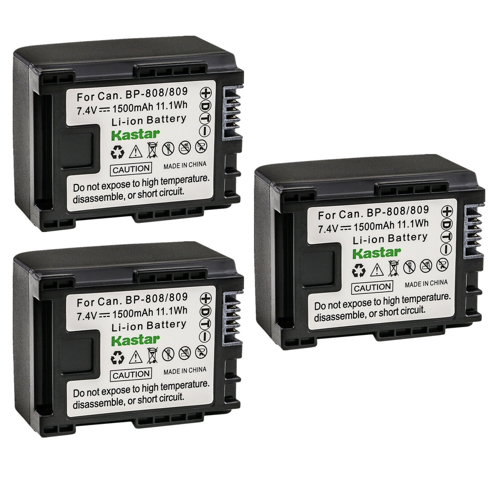 Kastar 3-Pack BP-809 Battery 7.4V 1500mAh Replacement for Canon VIXIA ...