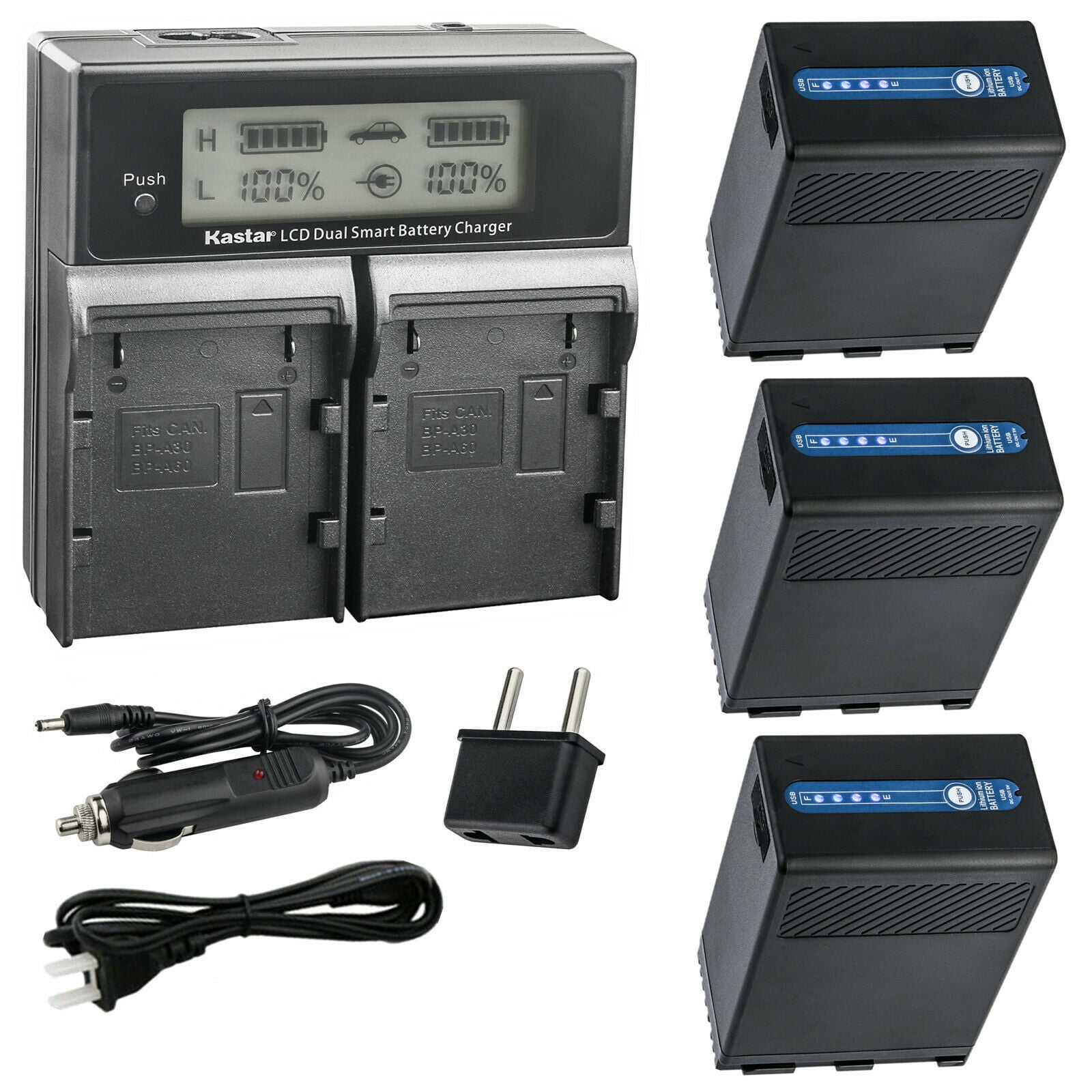 Kastar 3-Pack BP-A68 Multifunction Battery and AC LCD Dual Fast Charger ...