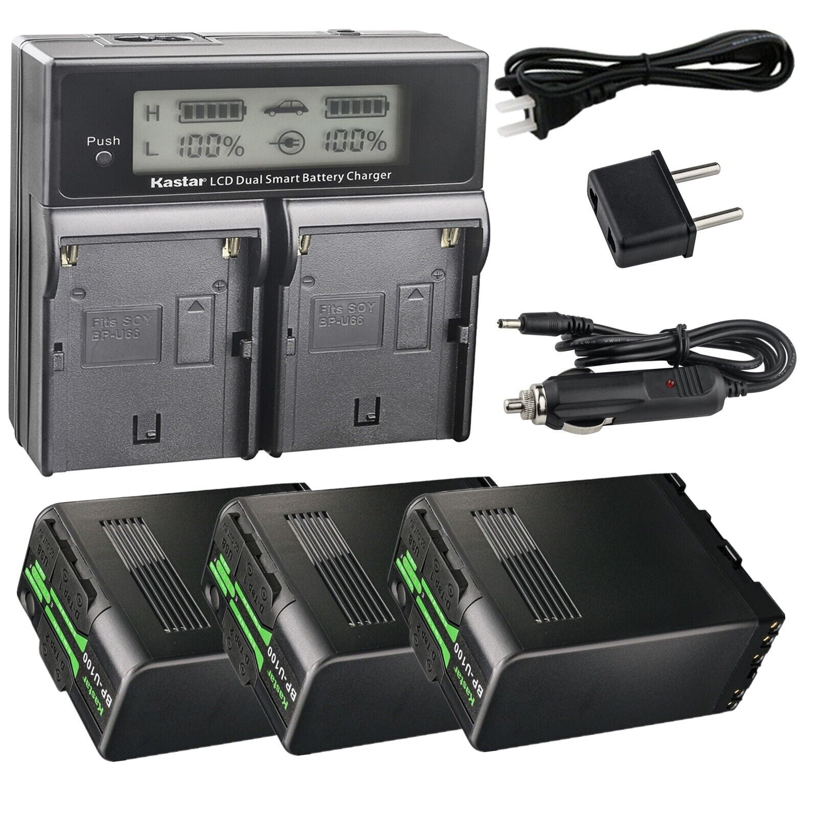 Kastar 3-Pack BP-U100 Battery and AC LCD Dual Fast Charger Compatible ...