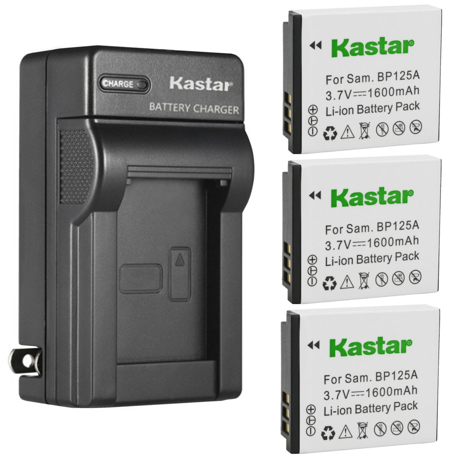 Kastar 3-Pack BP125A Battery and AC Wall Charger Replacement for ...
