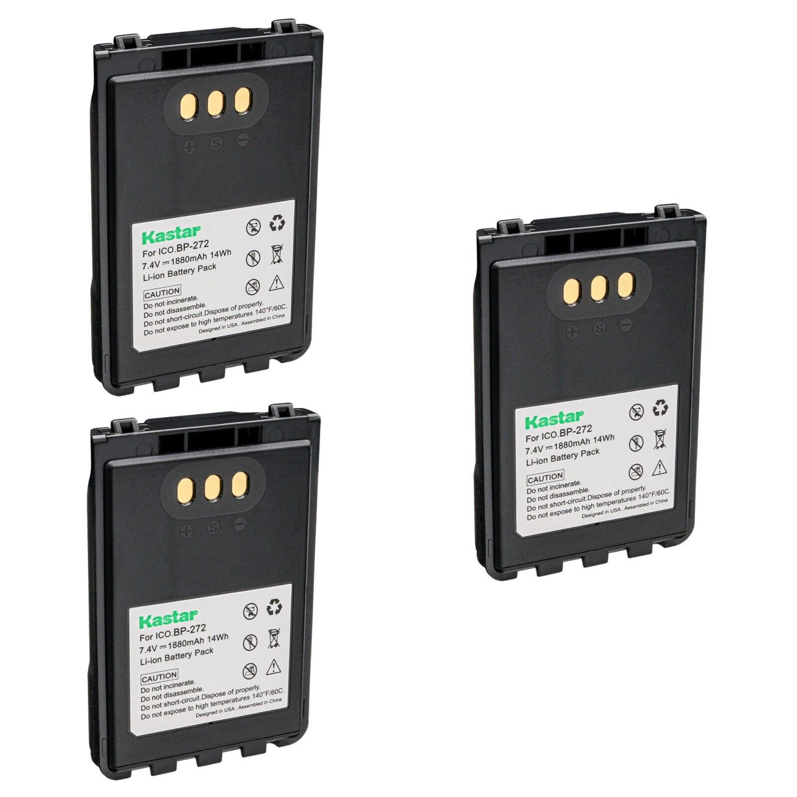 Kastar 3-Pack BP272 Battery Replacement for Icom BP-271 Icom BP-272Li ...