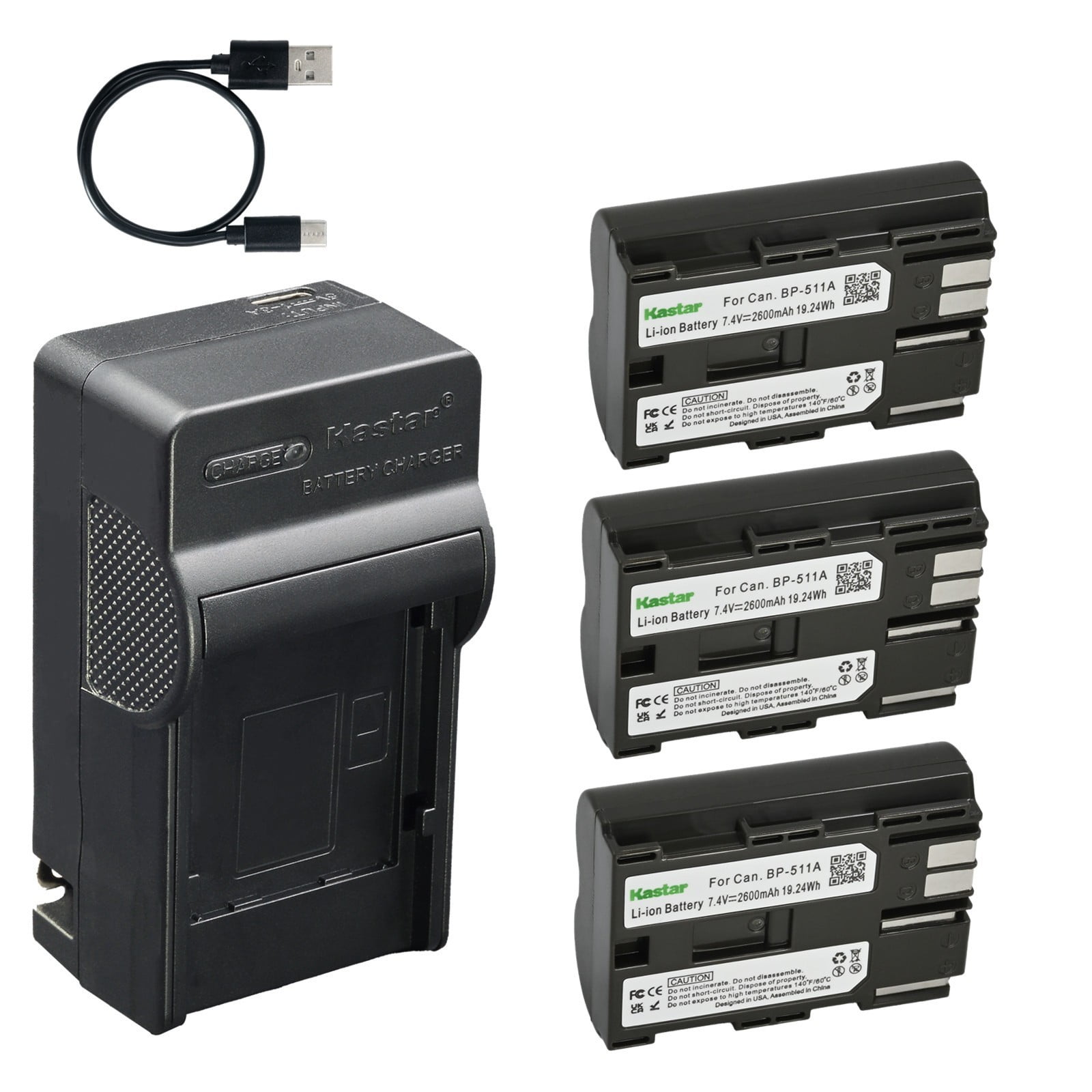 Kastar 3-Pack Battery and AC & USB-C Charger, Compatible with Canon BP ...