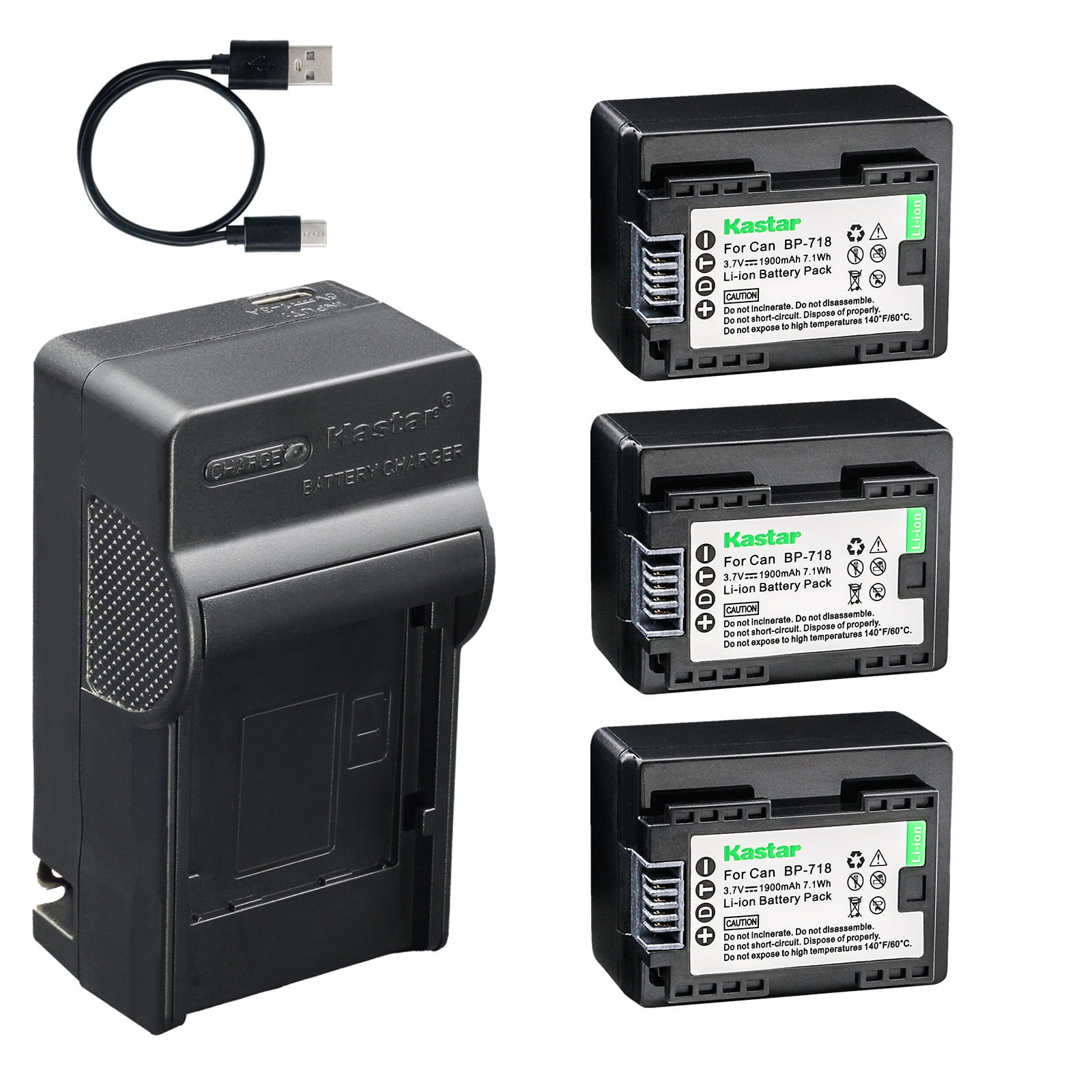 Kastar 3-Pack Battery and AC & USB-C Charger, Compatible with Canon BP ...