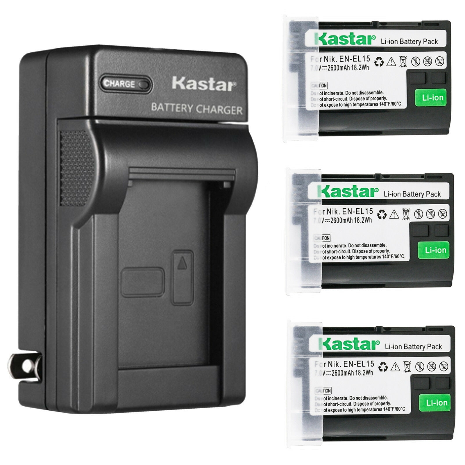 Kastar 3-Pack Battery and AC Wall Charger Replacement for Nikon D7000 ...