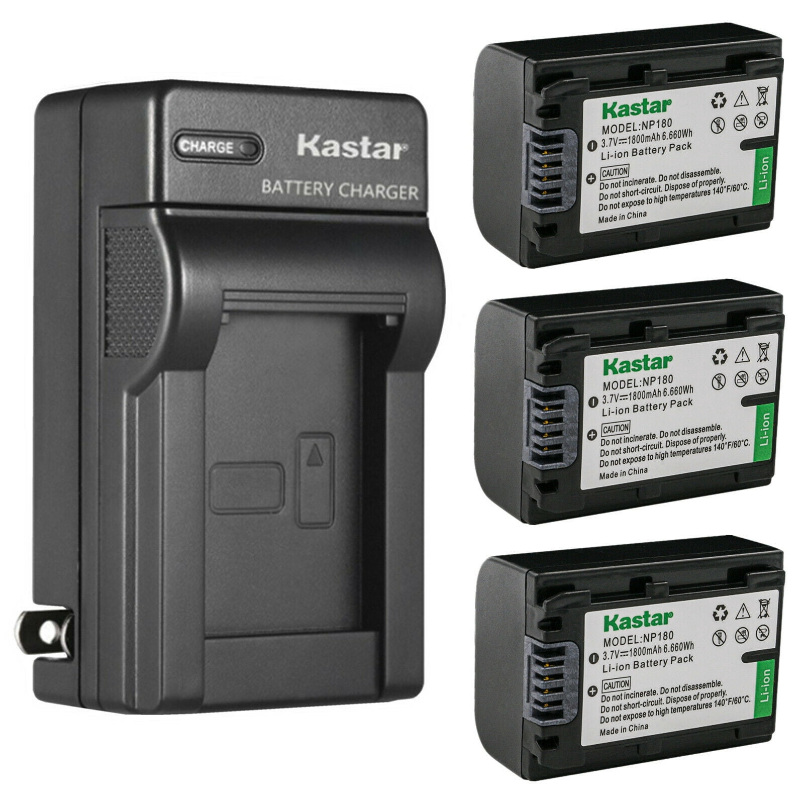 Kastar 3-Pack Battery and AC Wall Charger Replacement for Ordro NP-180 ...