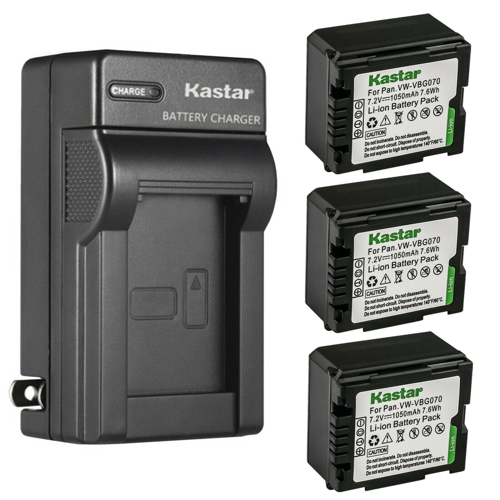 Kastar 3-Pack Battery and AC Wall Charger Replacement for Panasonic HDC ...