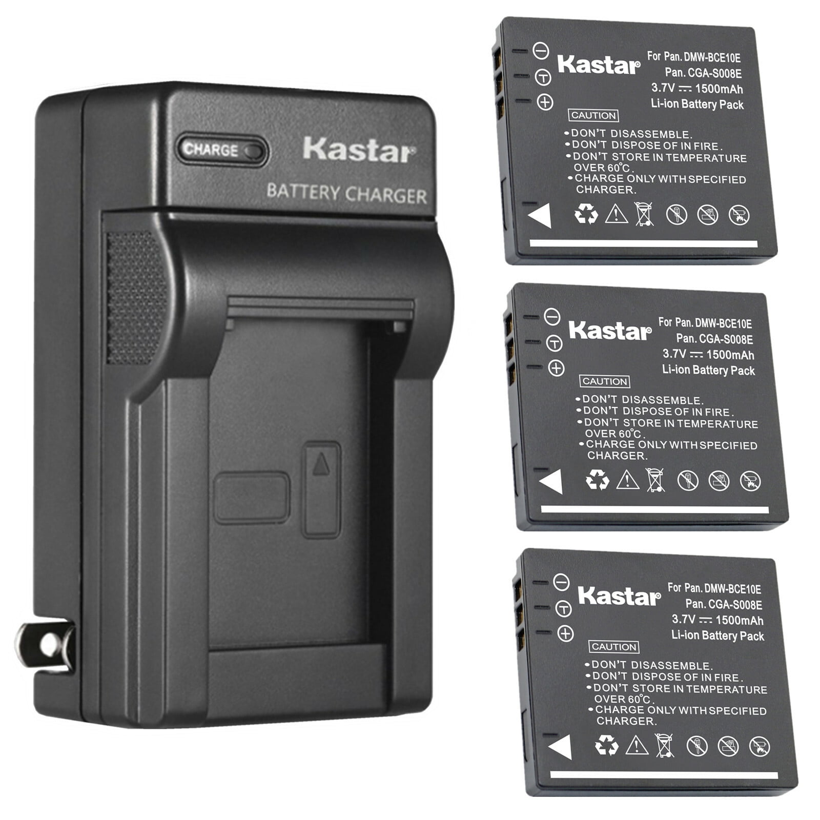 Kastar 3-Pack Battery and AC Wall Charger Replacement for Panasonic ...