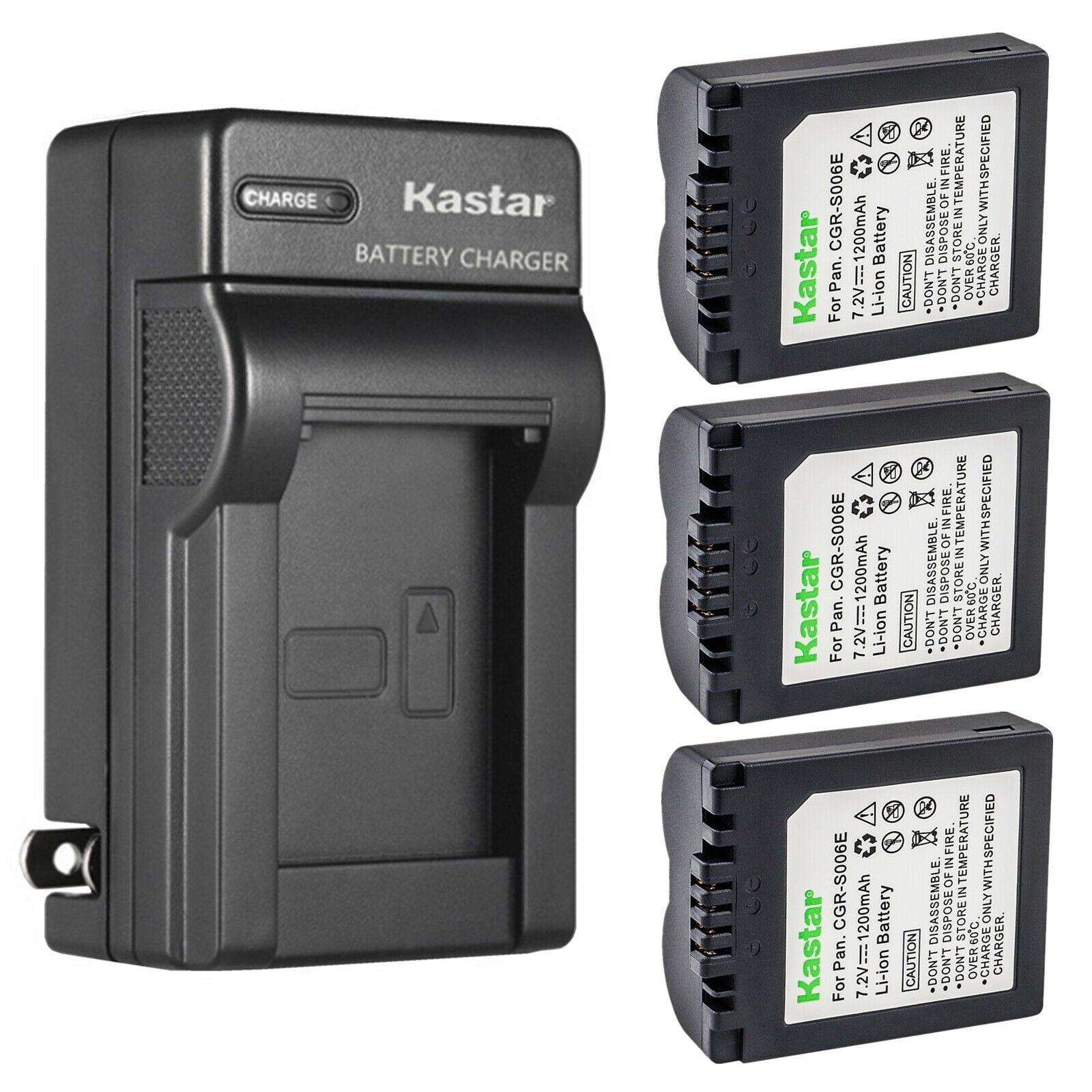 Kastar 3-Pack Battery + AC Wall Charger Replacement for Panasonic Lumix ...