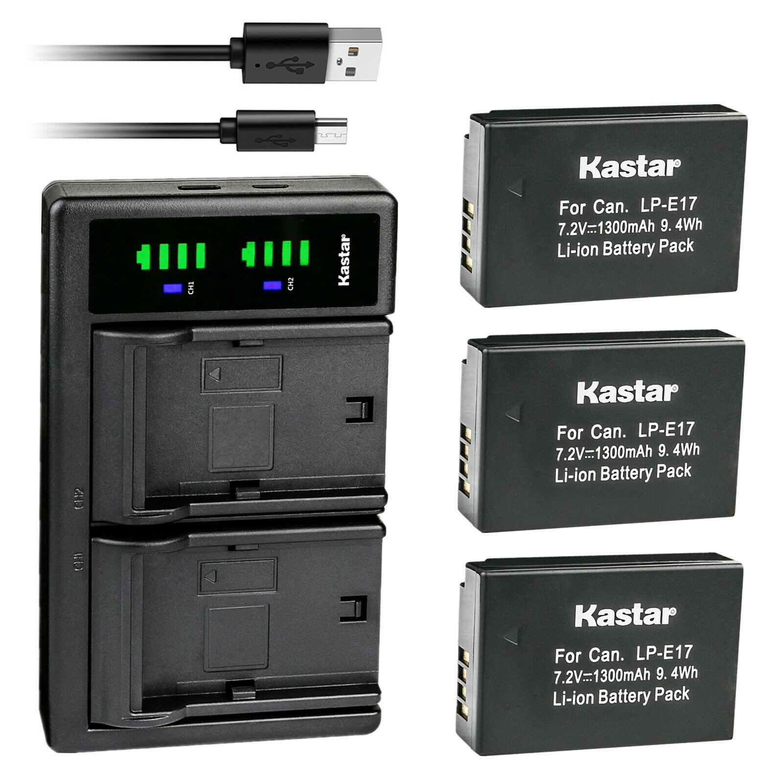Kastar 3-Pack Battery and LTD2 USB Charger Replacement for Canon LP-E17 ...
