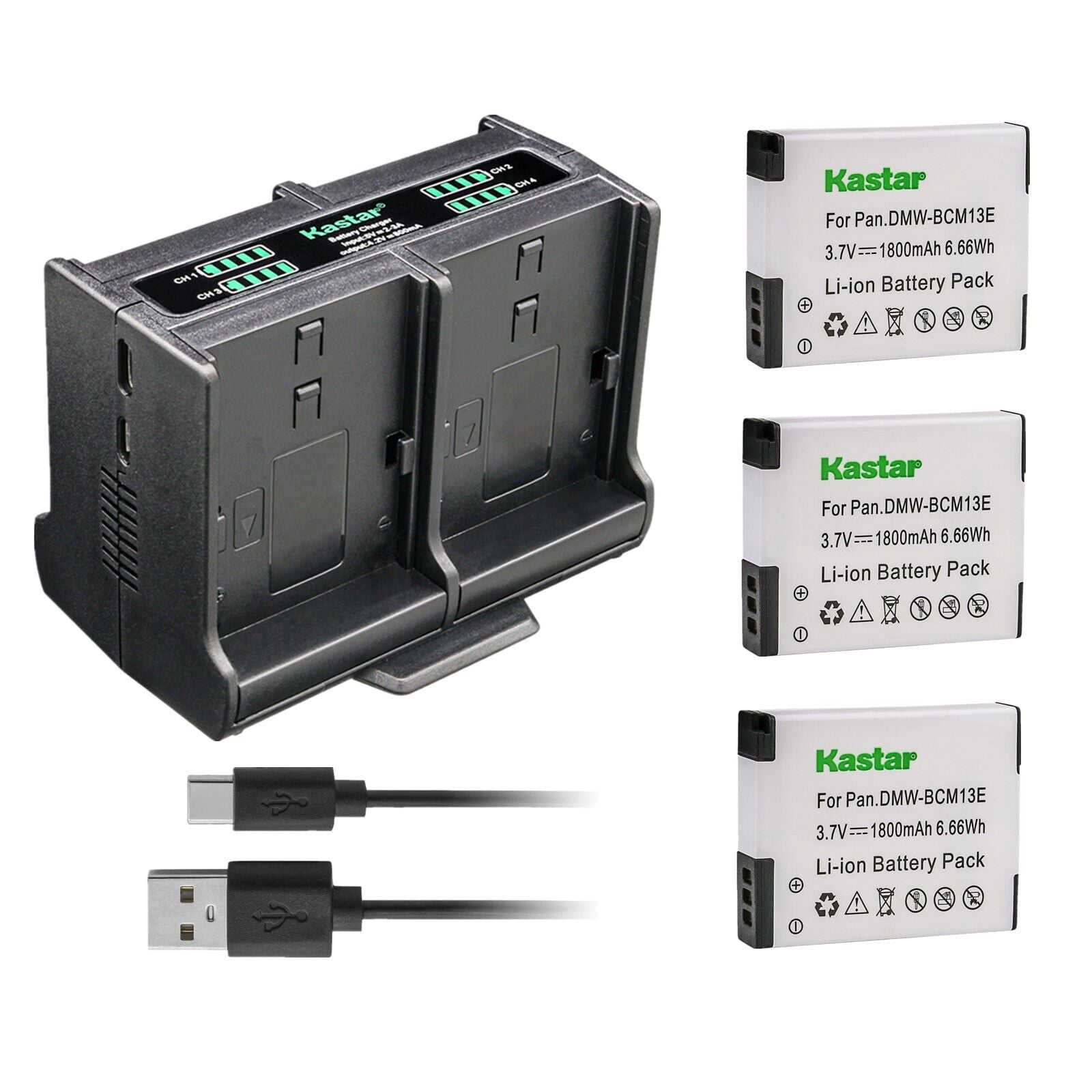 Kastar 3-Pack Battery and Quadruple Charger Compatible with Panasonic ...