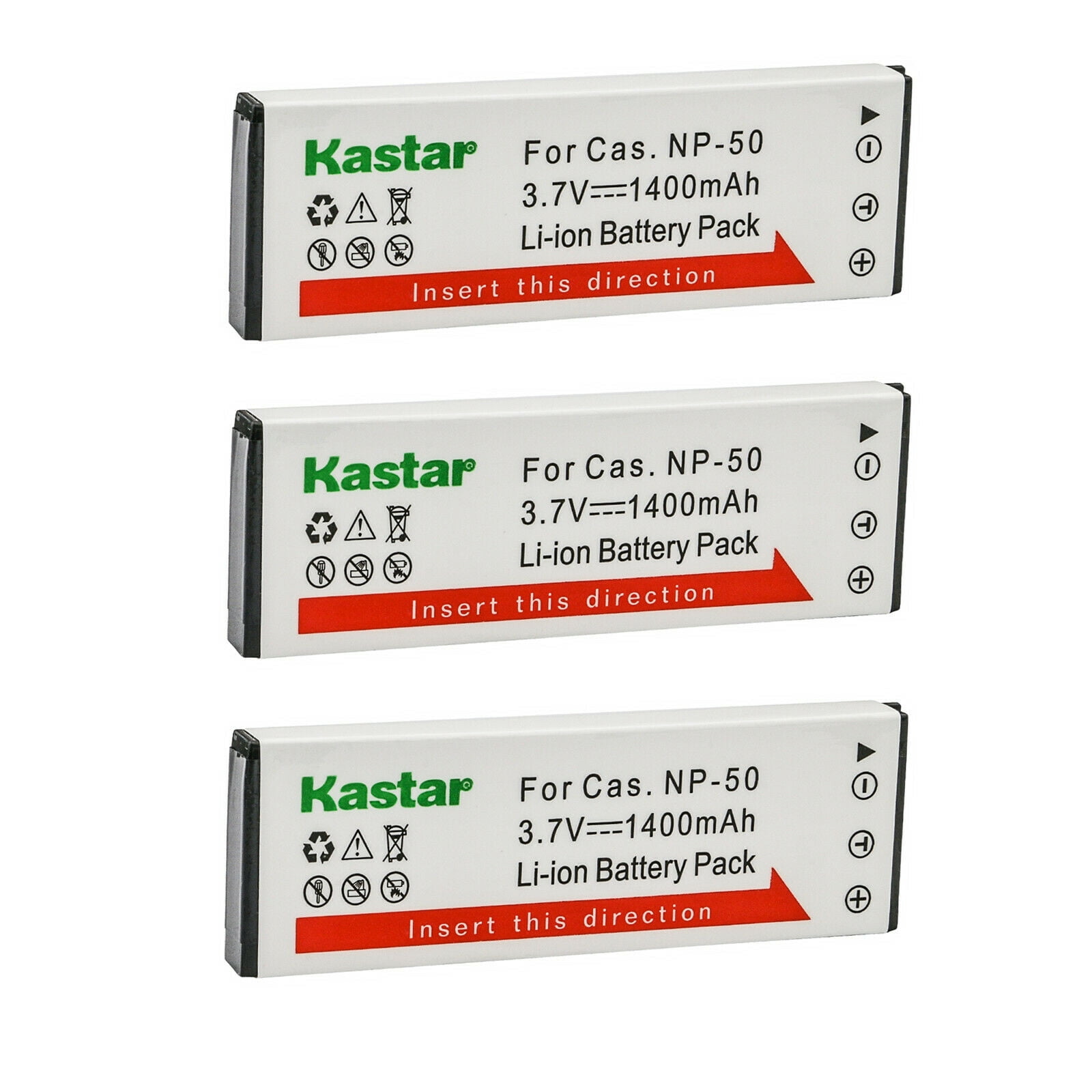 Kastar 3-Pack Battery Replacement for Casio NP-50 CNP-50 CNP50 NP-50DBA ...