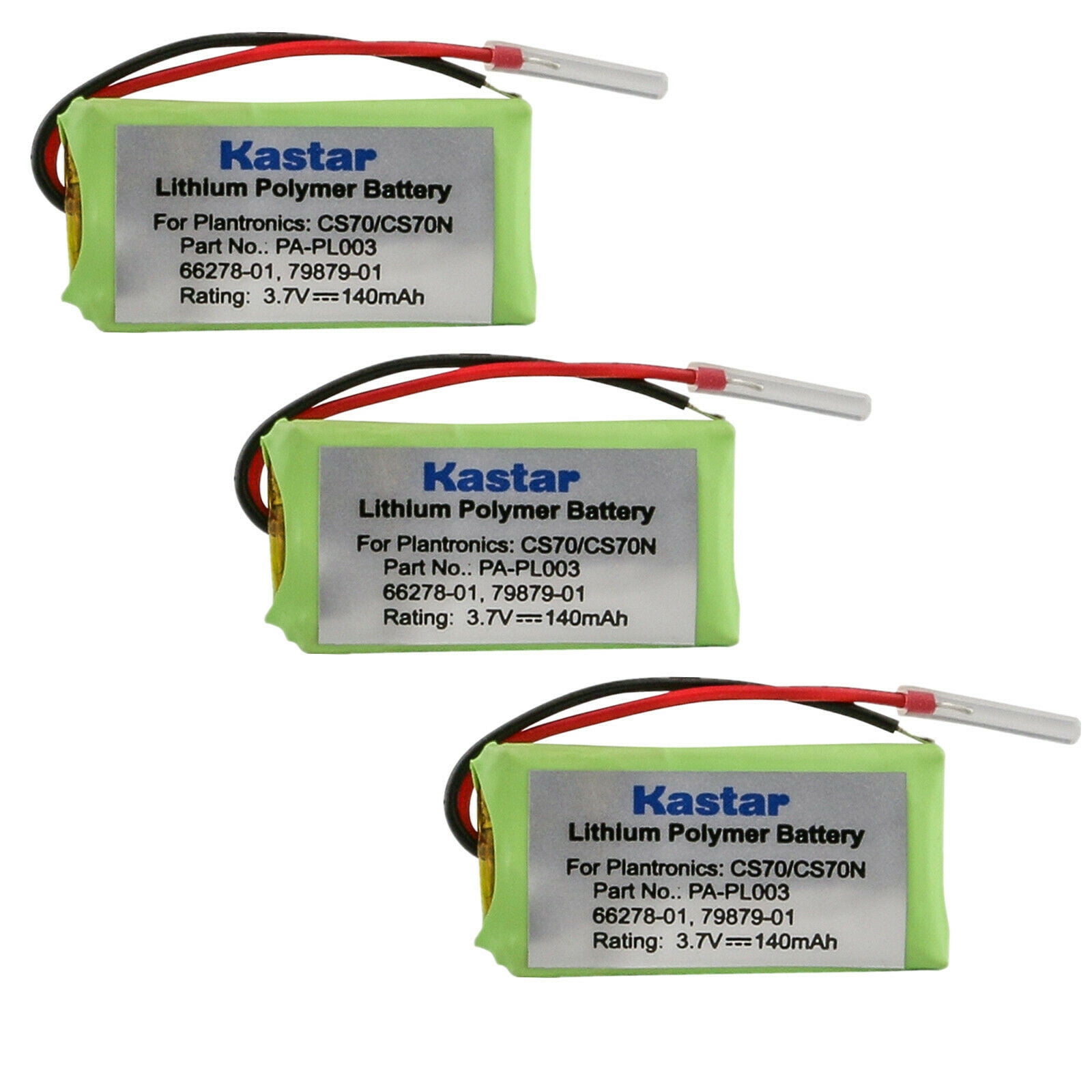 Kastar 3-Pack Battery Replacement for Plantronics 66278-01 79879-01 PA ...
