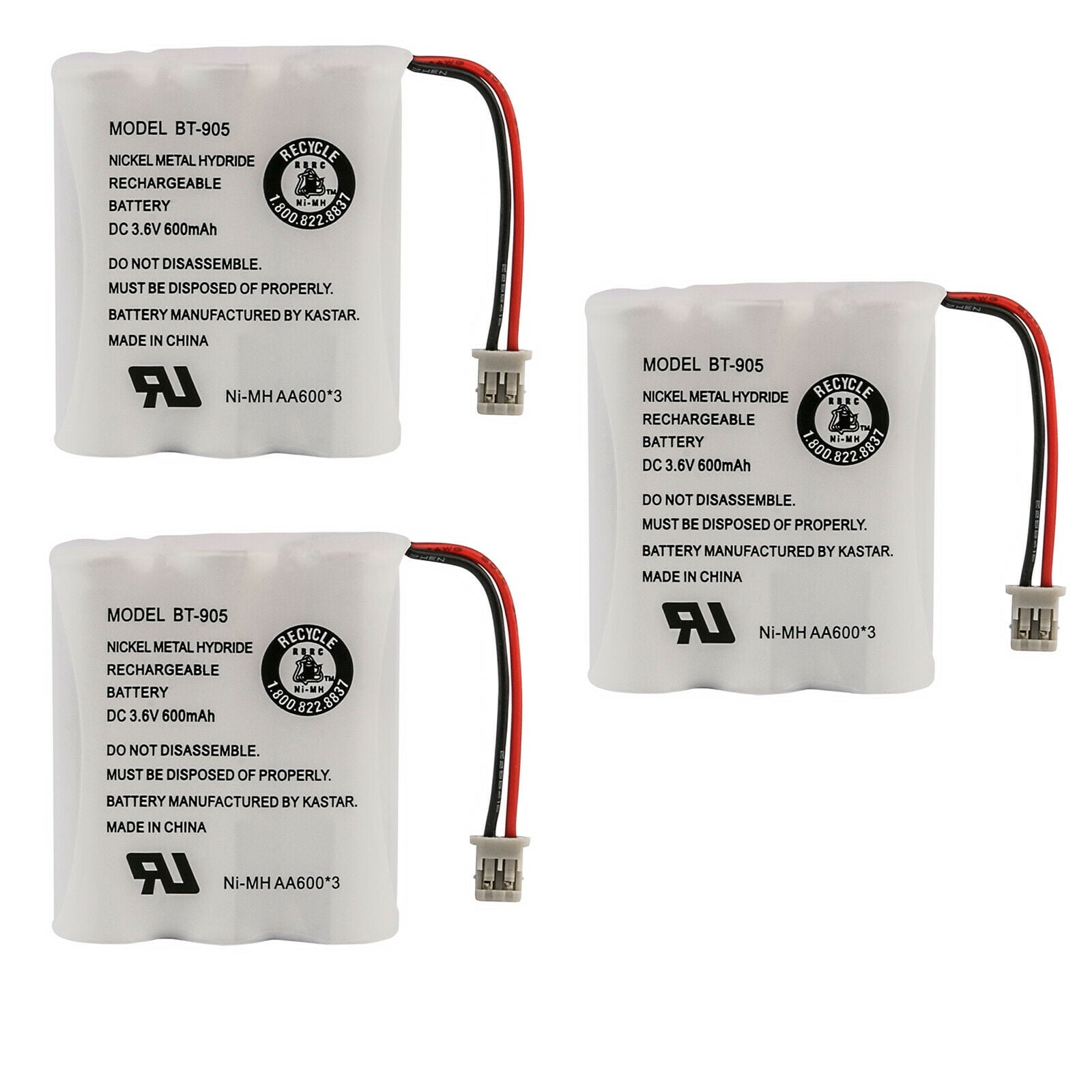 Kastar 3-Pack Battery Replacement for Uniden BT-905 BT905 BP-905 BP905 ...