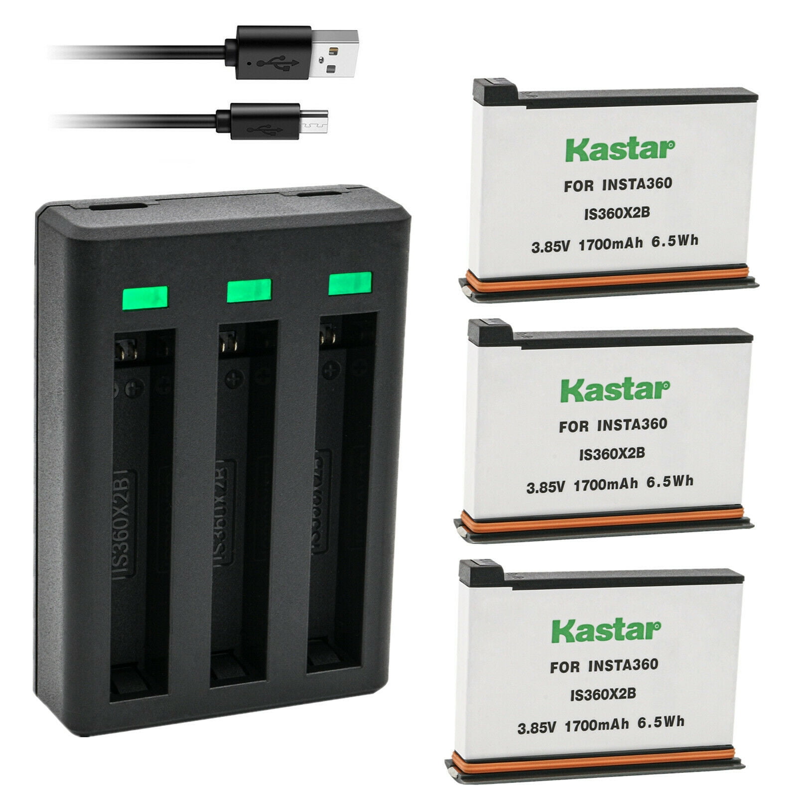 Kastar 3-Pack Battery and Triple USB Charger Compatible with Insta 360 ...