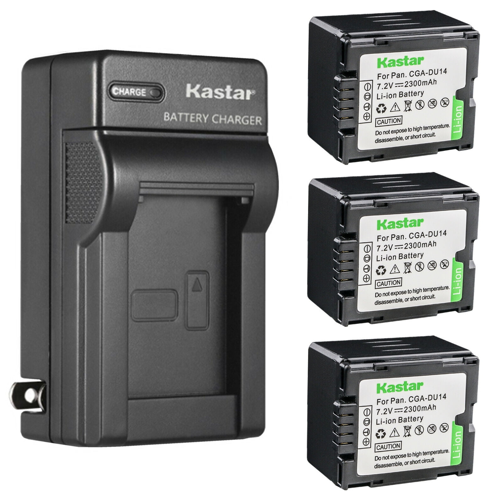 Kastar 3-Pack CGA-DU14 Battery and AC Wall Charger Replacement for ...