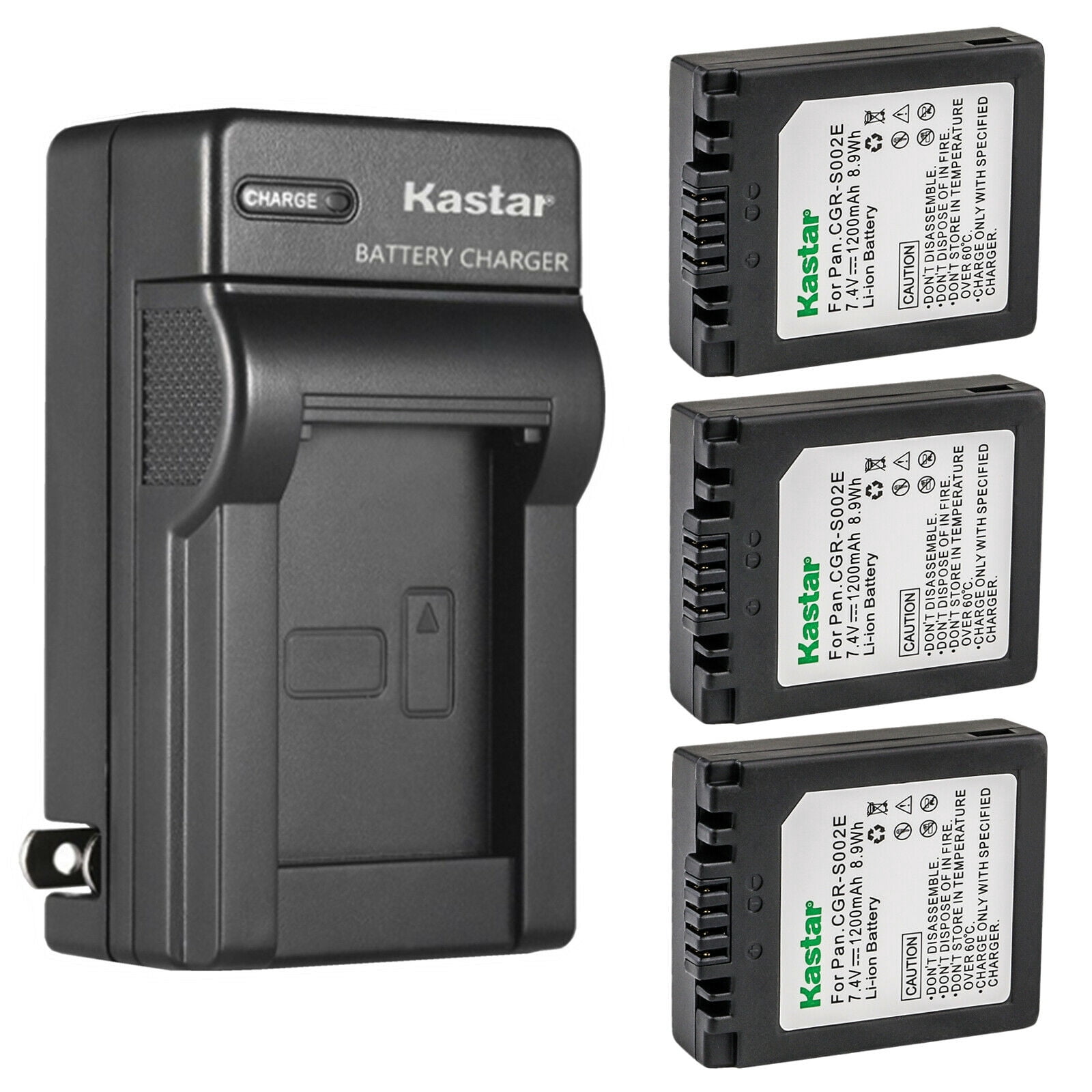 Kastar 3-Pack CGA-S002 Battery and AC Wall Charger Replacement for ...