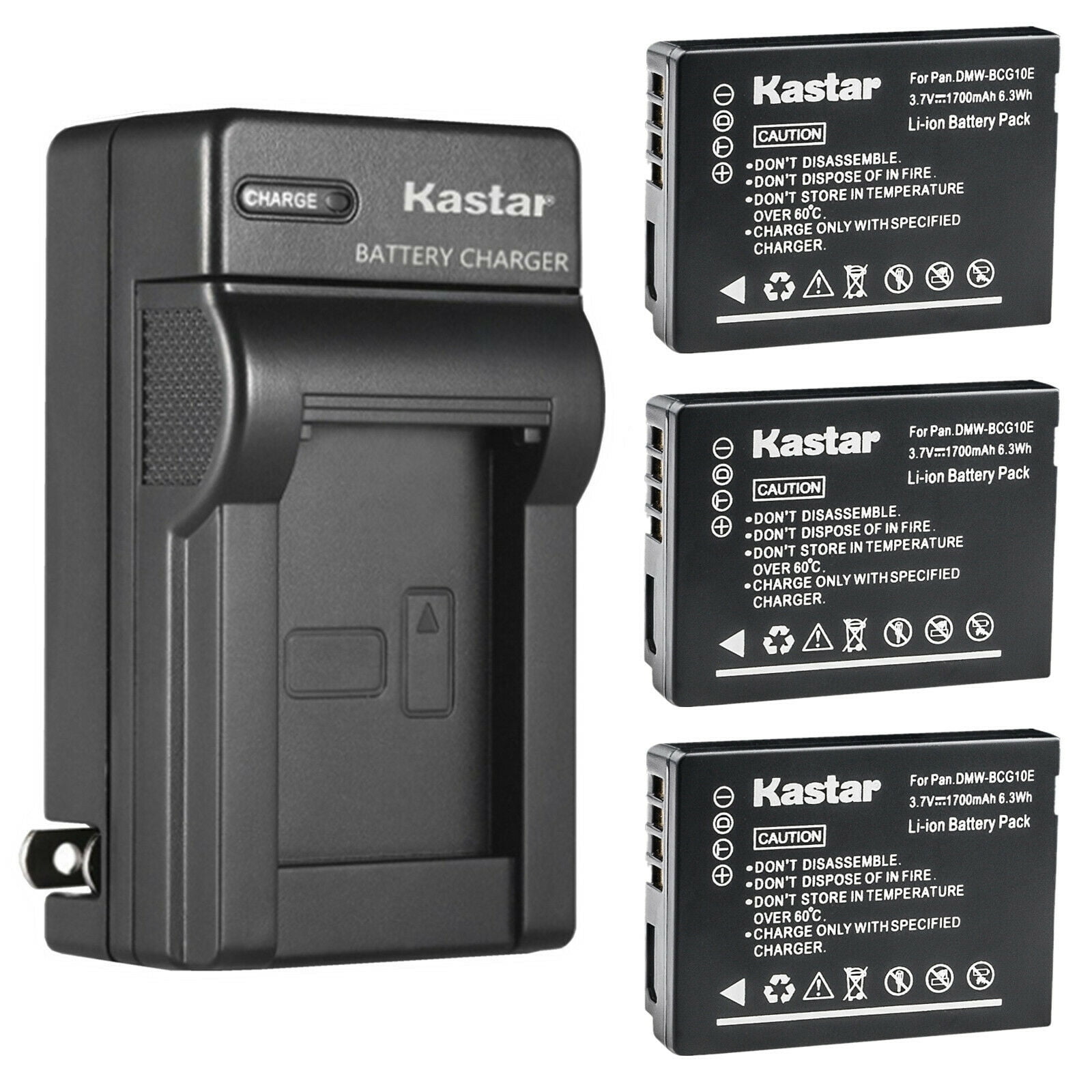 Kastar 3-Pack DMW-BCG10 Battery and AC Wall Charger Replacement for Panasonic Lumix DMC-TZ8 ...