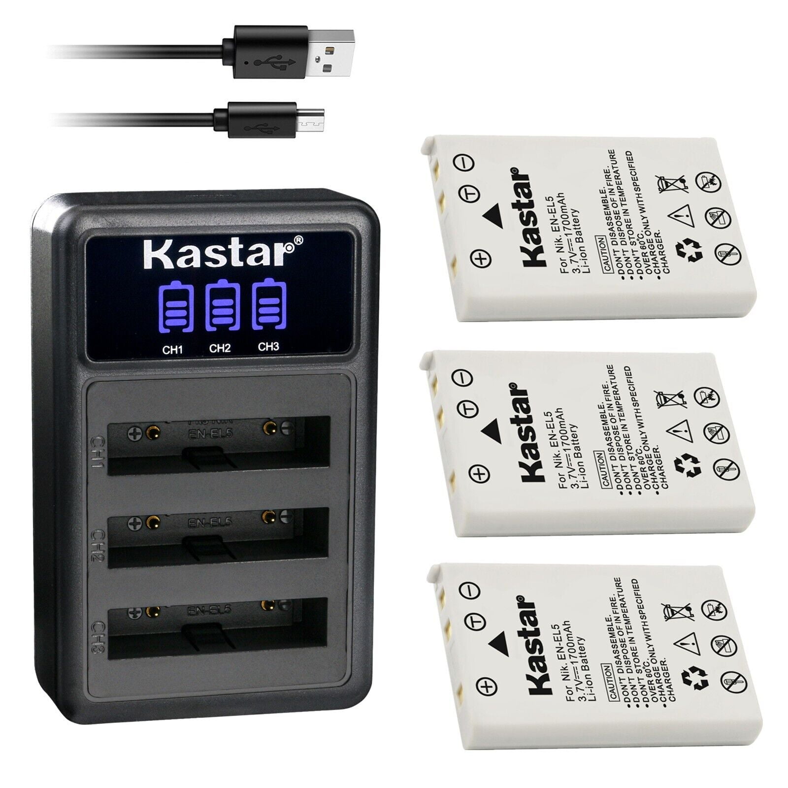 Kastar 3 Pack EN-EL5 Battery and Triple Charger Compatible with Nikon ...