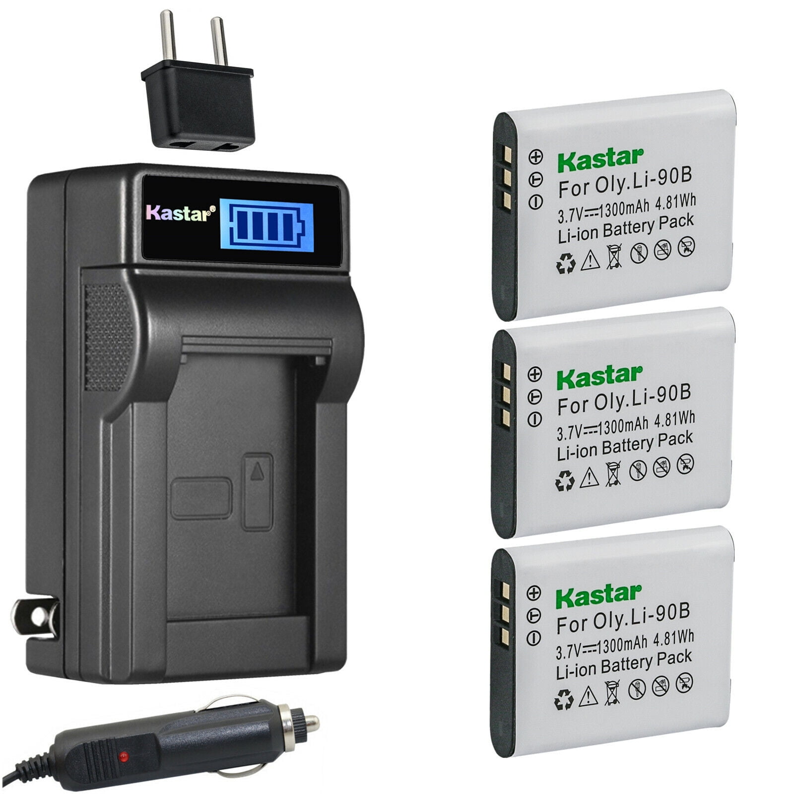 Kastar 3-Pack Li-90B Li-92B Battery and LCD AC Charger Compatible with ...