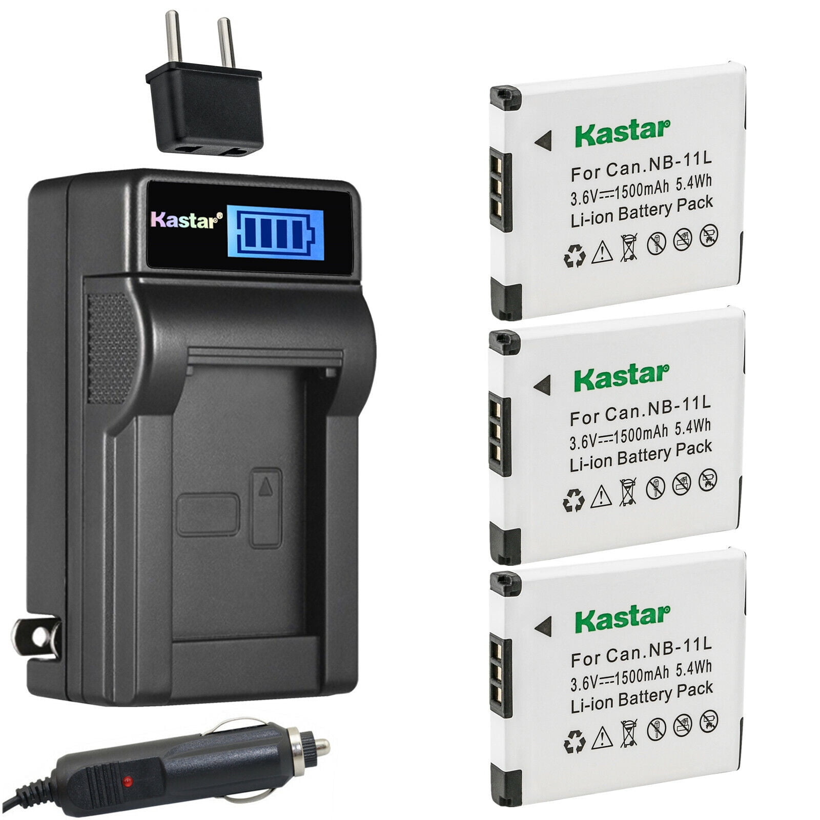Kastar 3-Pack NB-11L Battery and LCD AC Charger Compatible with Canon ...