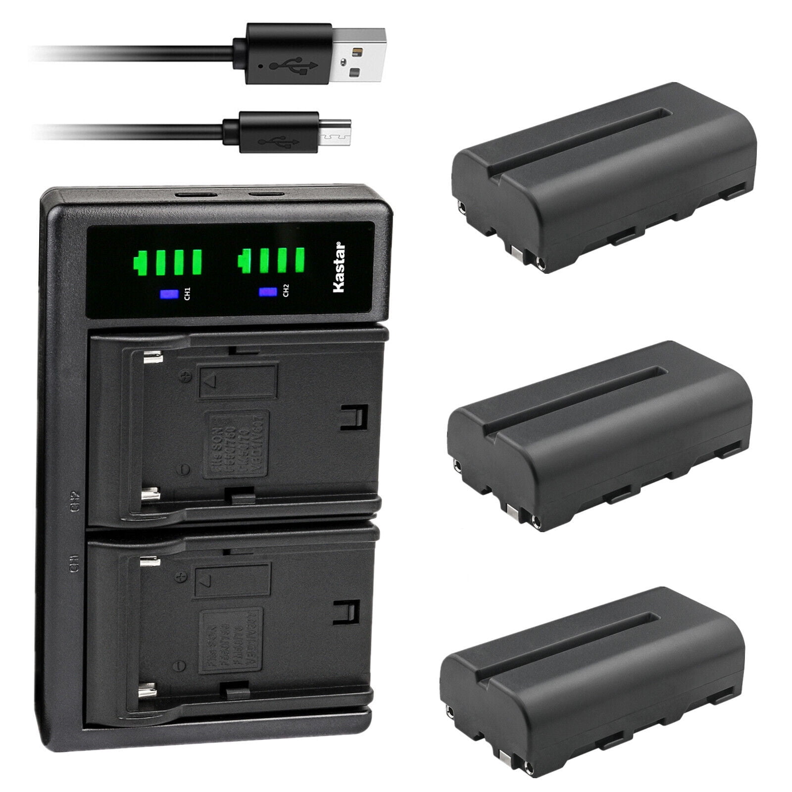 Kastar 3-Pack NP-F550 / NP-F570 Battery and LTD2 USB Charger Compatible ...
