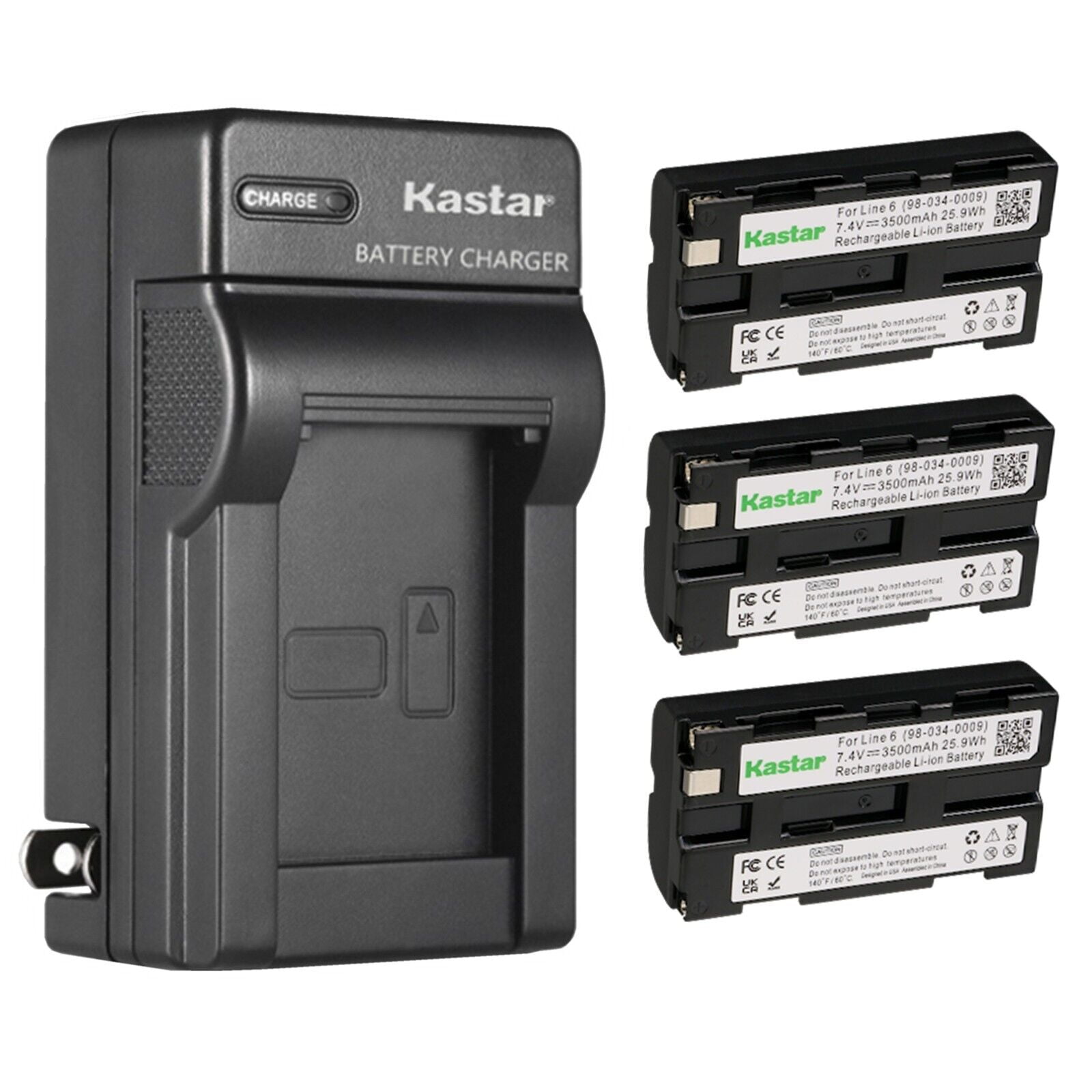 Kastar 3-Pack Line6 Battery 7.4V 3500mAh and AC Wall Charger ...