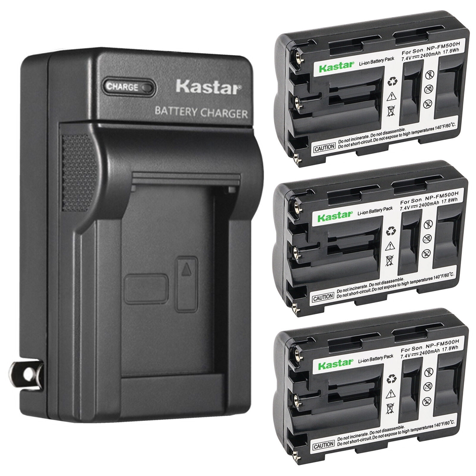 Kastar 3-Pack NP-FM500HN Battery and AC Wall Charger Replacement for Sony SLT-A65VY, Alpha α68 ...