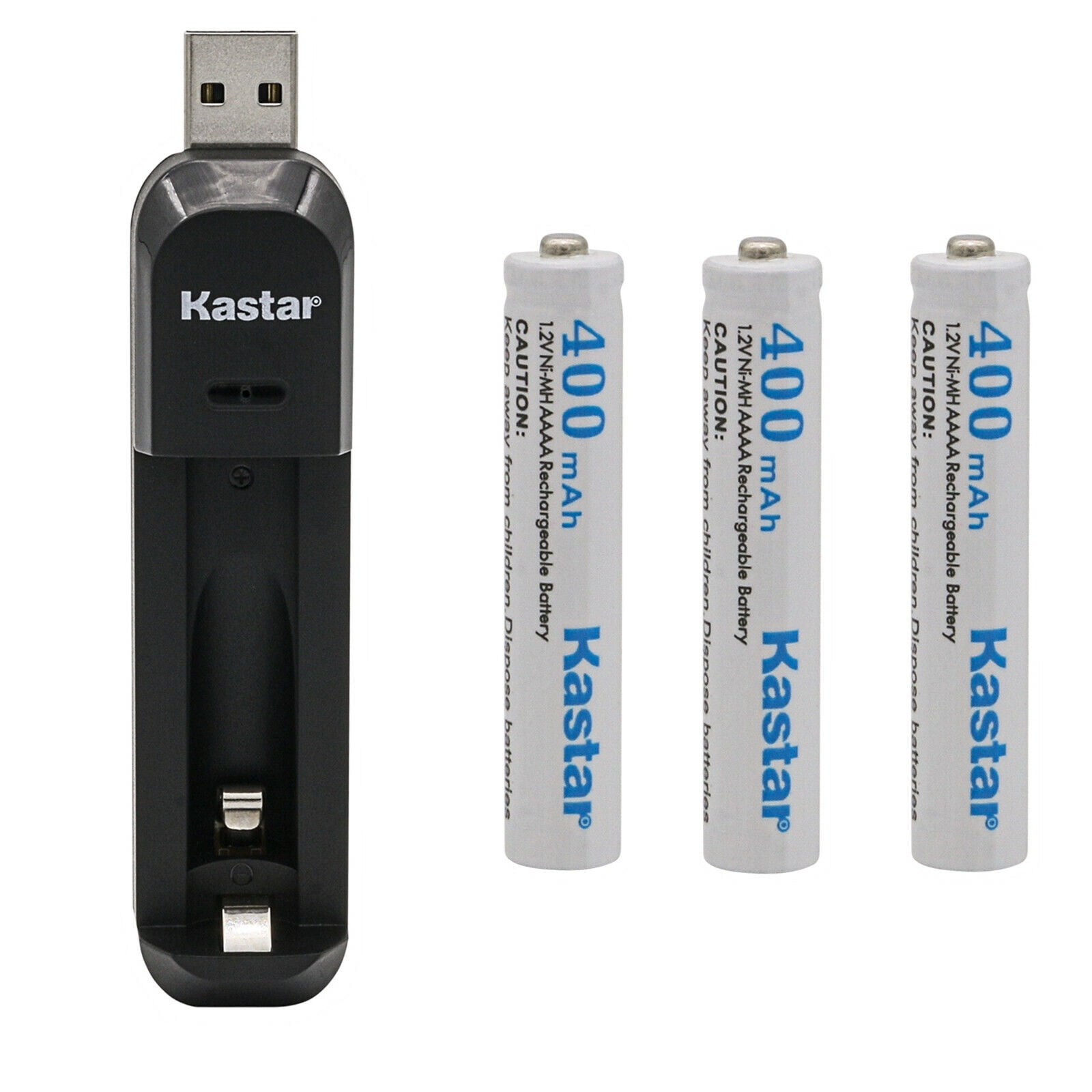 Kastar 3 Pcs AAAA 1.2V 400mAh Battery and USB Charger Replacement for ...
