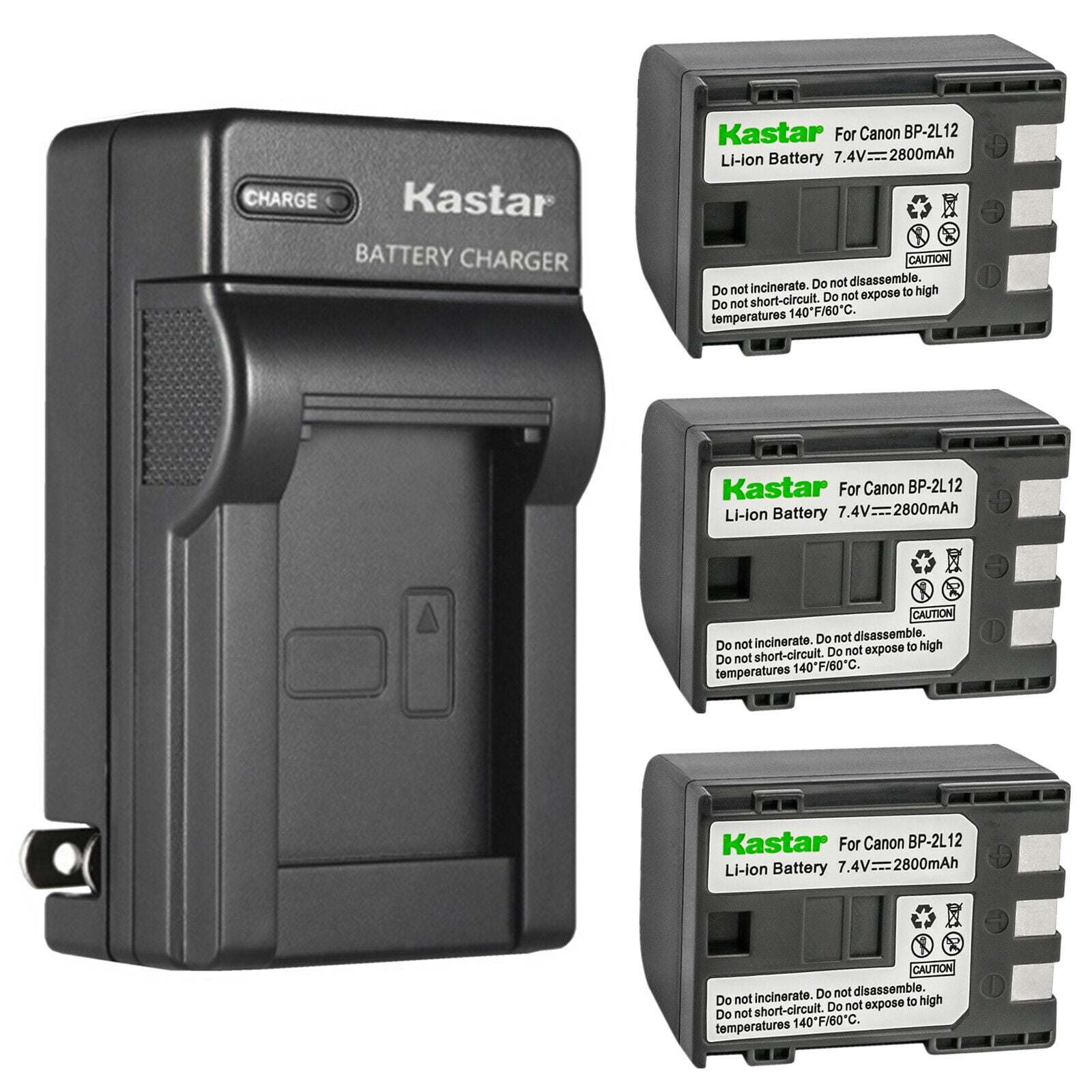 Kastar 3-Pack Battery and AC Wall Charger Replacement for Canon VIXIA ...