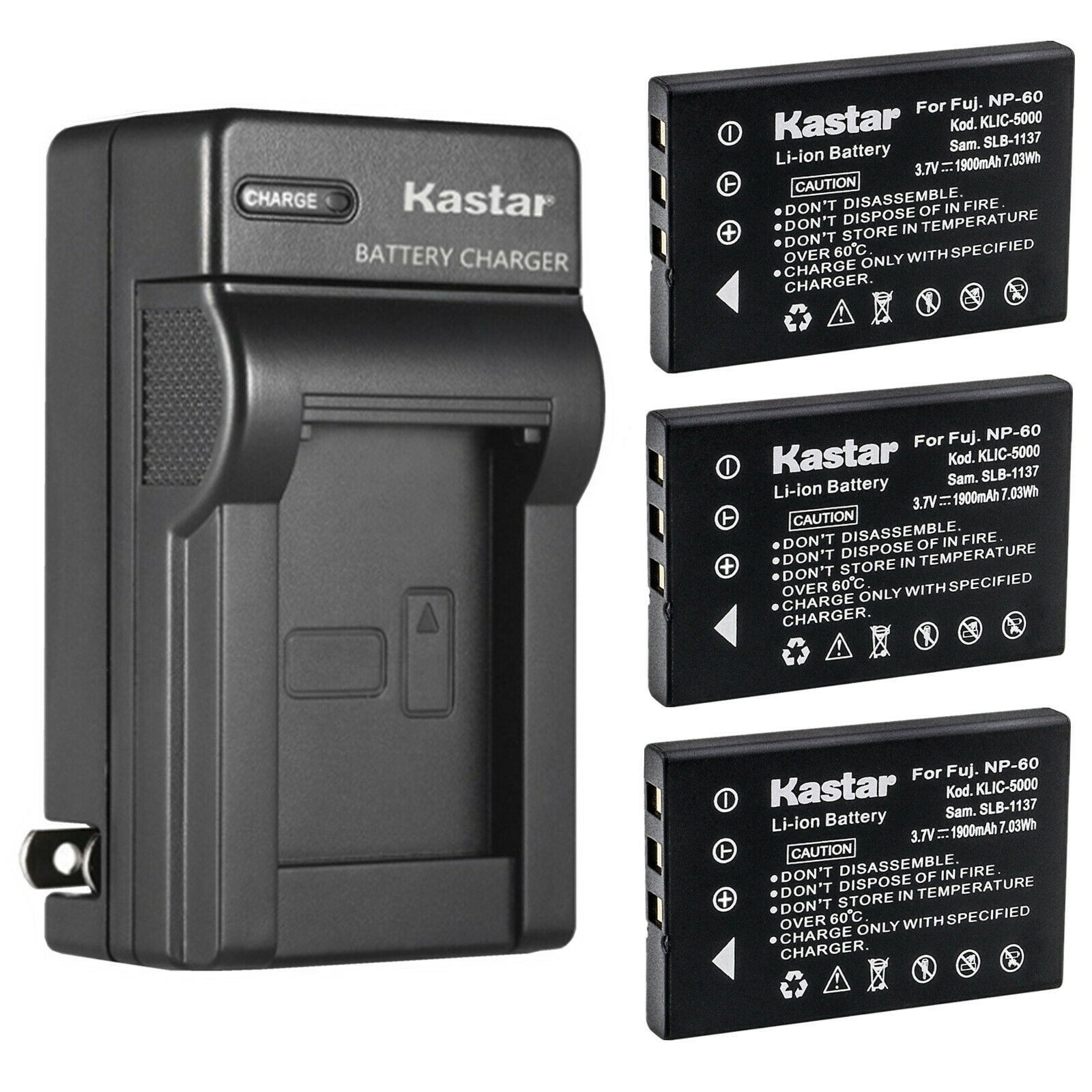 Kastar 3Pack Battery and AC Wall Charger Replacement for Vivitar ...