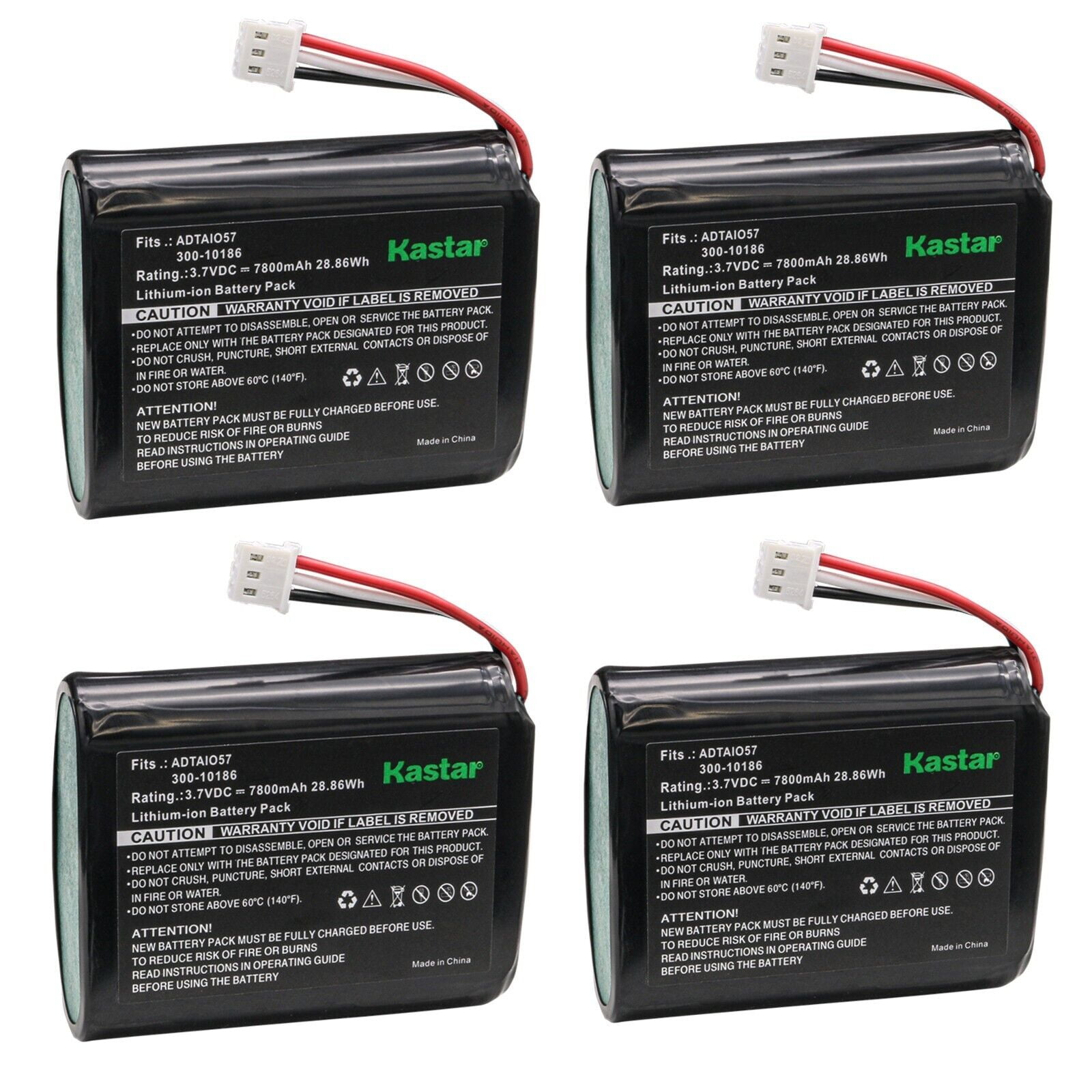 Kastar 4-Pack 300-10186 Battery Replacement for Honeywell ADT 2X16 AIO ...