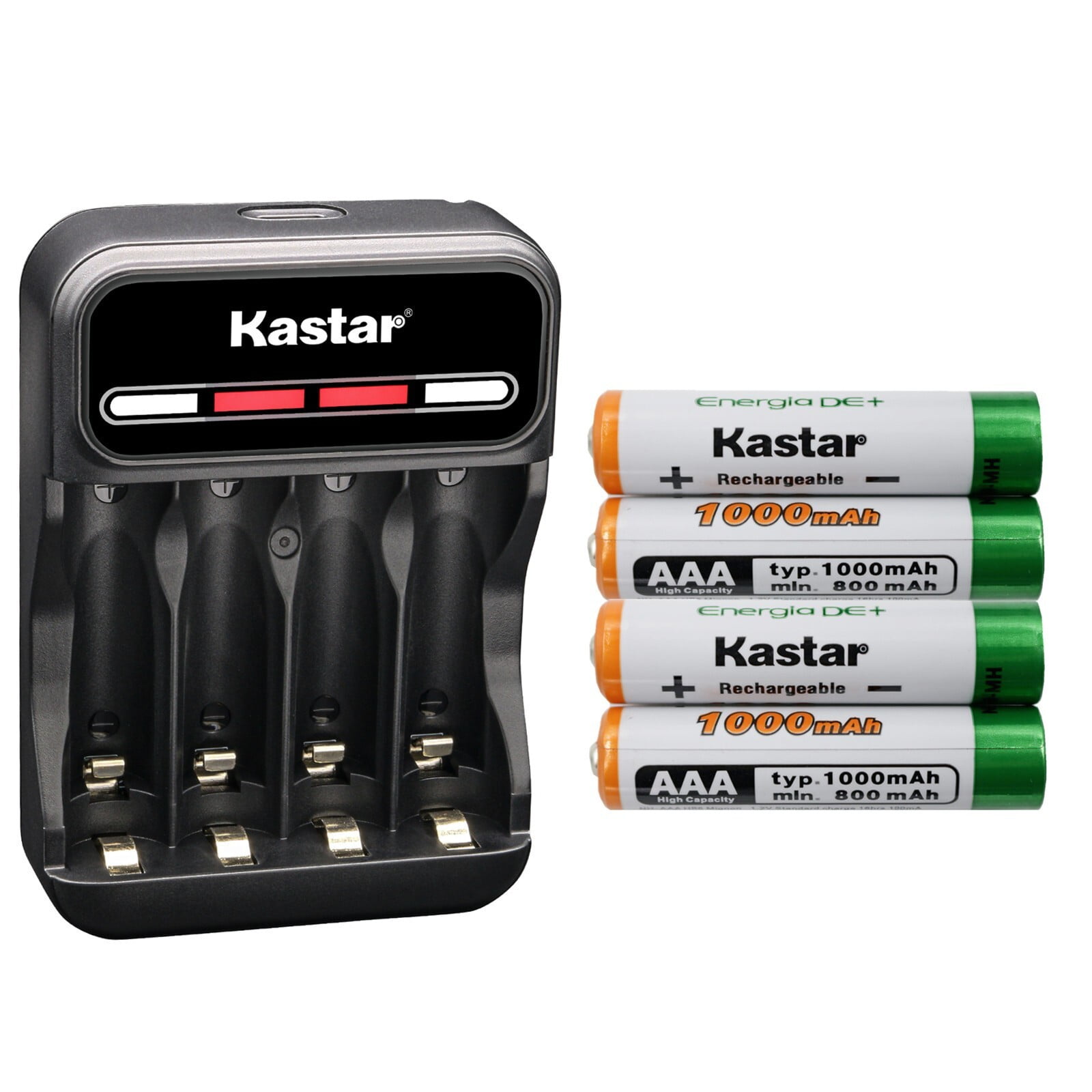 Kastar 4-Pack AAAJ 1.2V 1000mAh Ni-MH Battery and CMH4 Charger ...