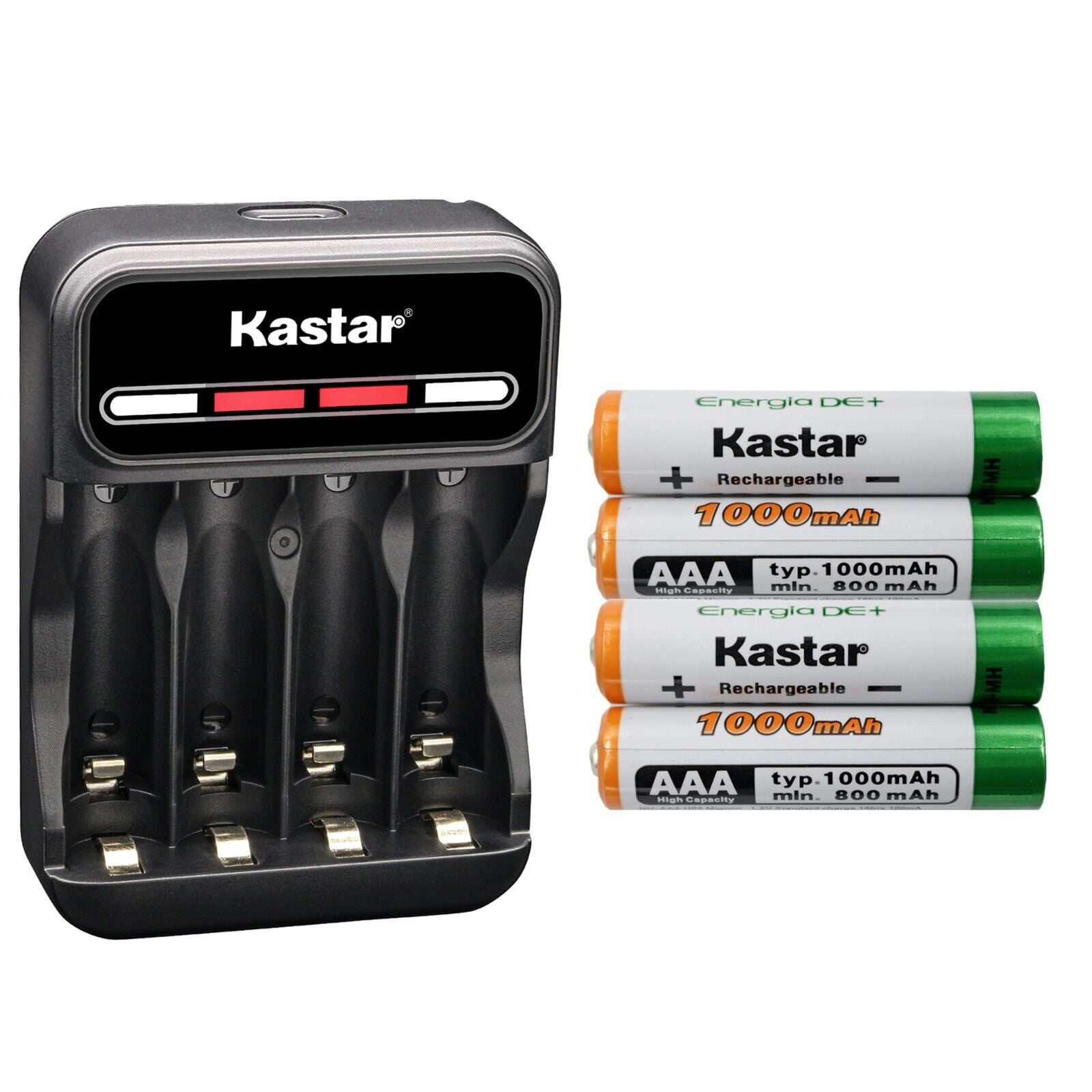 Kastar 4-Pack AAAJ 1.2V 1000mAh Ni-MH Battery and CMH4 Charger ...