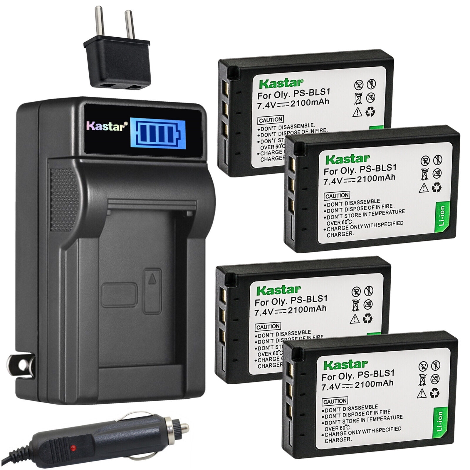 Kastar 4-Pack BLS-1 Battery and LCD AC Charger Compatible with Olympus ...