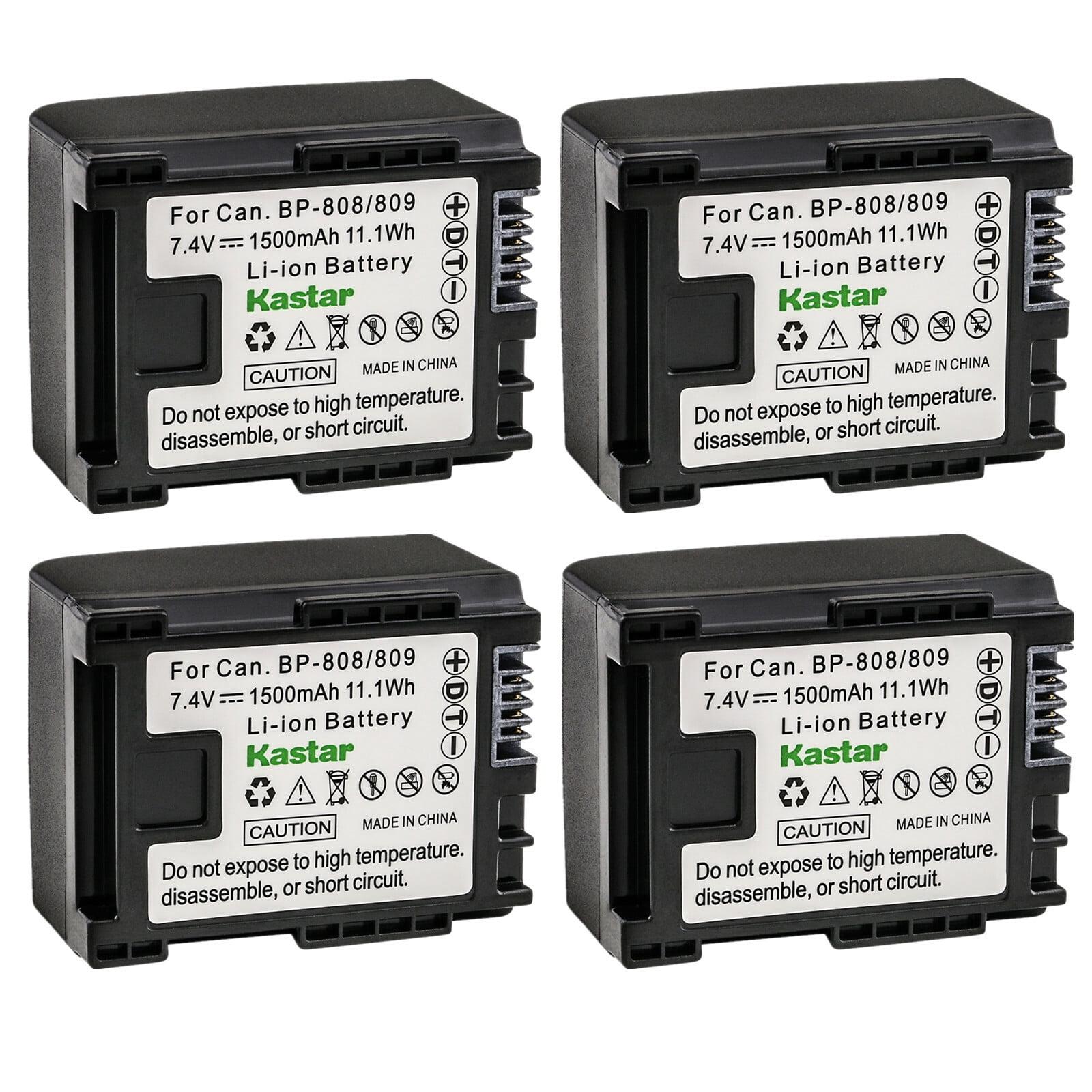 Kastar 4-Pack BP-809 Battery 7.4V 1500mAh Replacement for Canon VIXIA ...