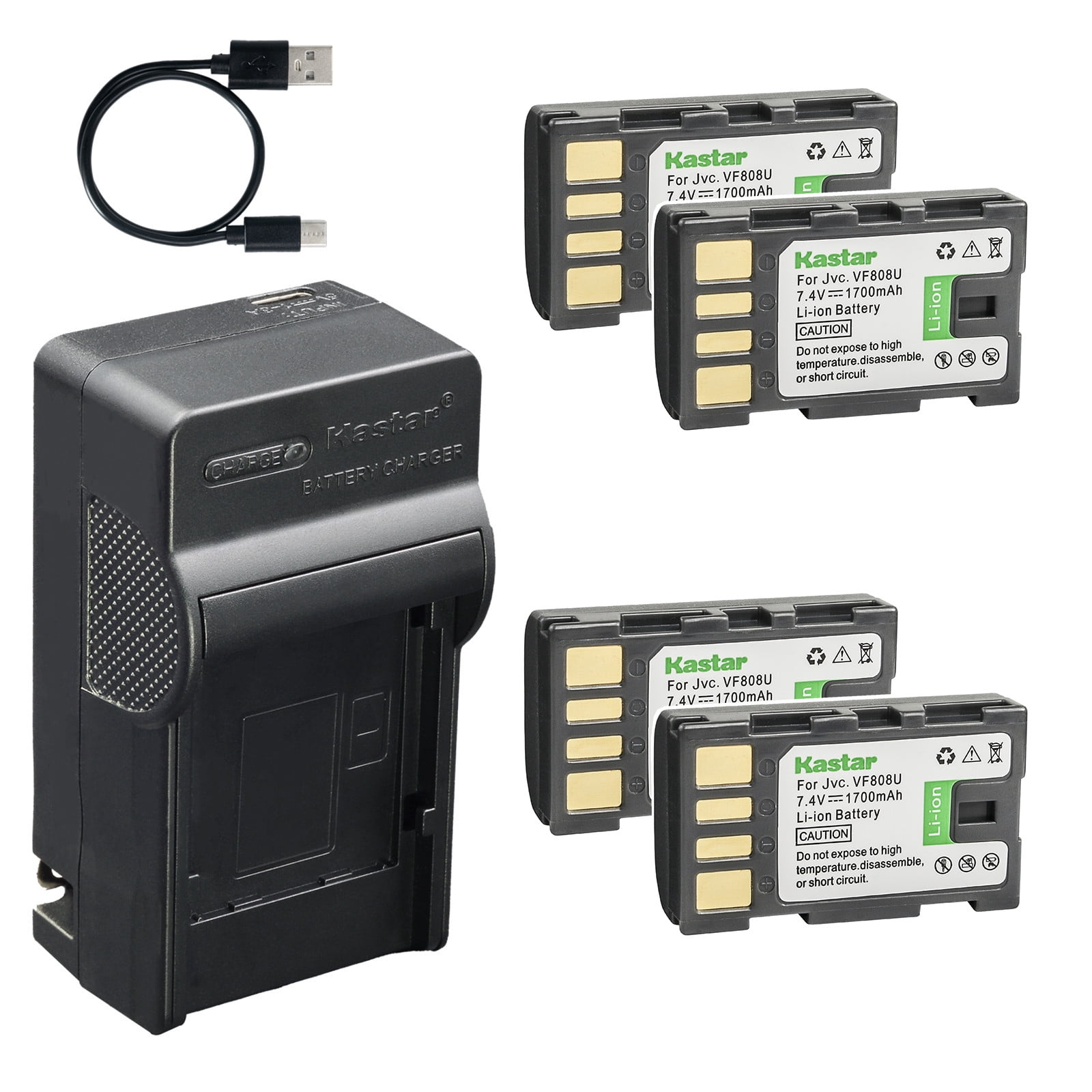 Kastar 4-Pack Battery and AC & USB-C Charger, Compatible with JVC BN ...