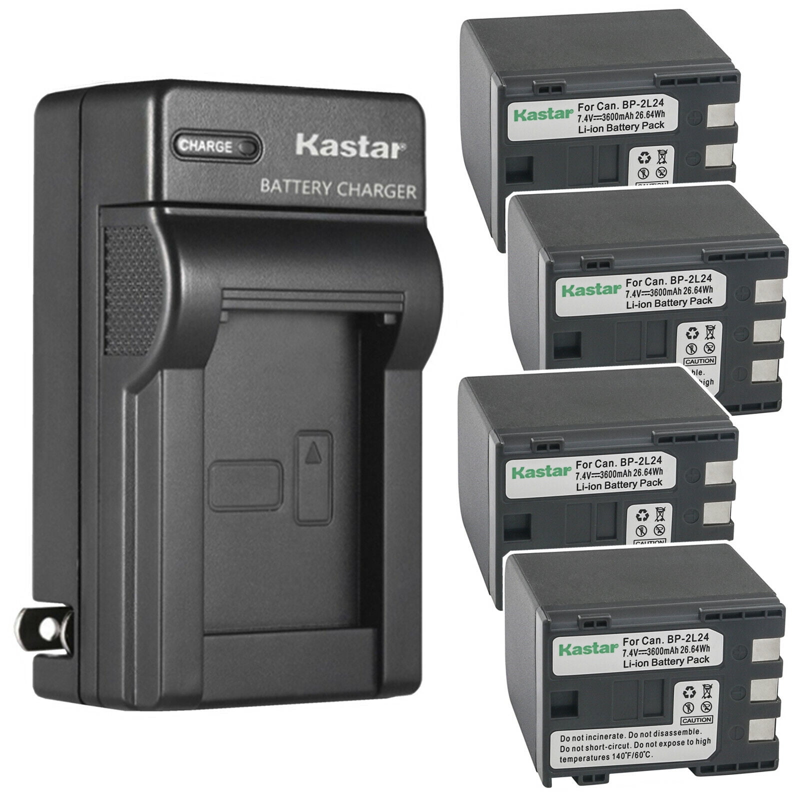 Kastar 4-Pack Battery and AC Wall Charger Replacement for Canon FVM100 ...
