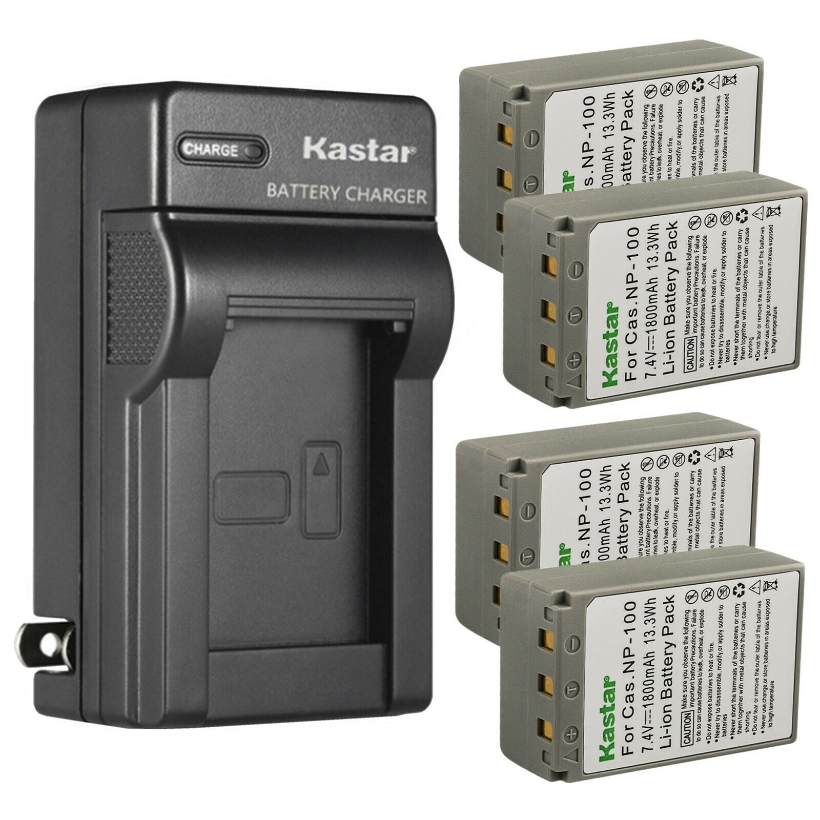 Kastar 4-Pack Battery and AC Wall Charger Replacement for Casio NP-100 ...